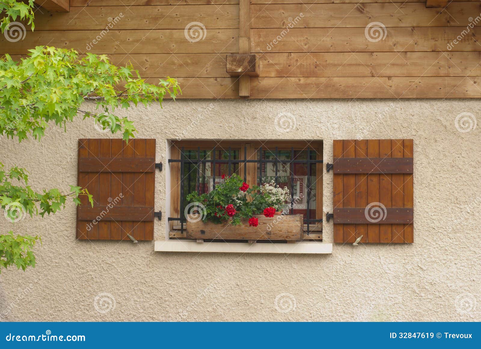 Window with Flower Box in France Stock Image - Image of residential ...