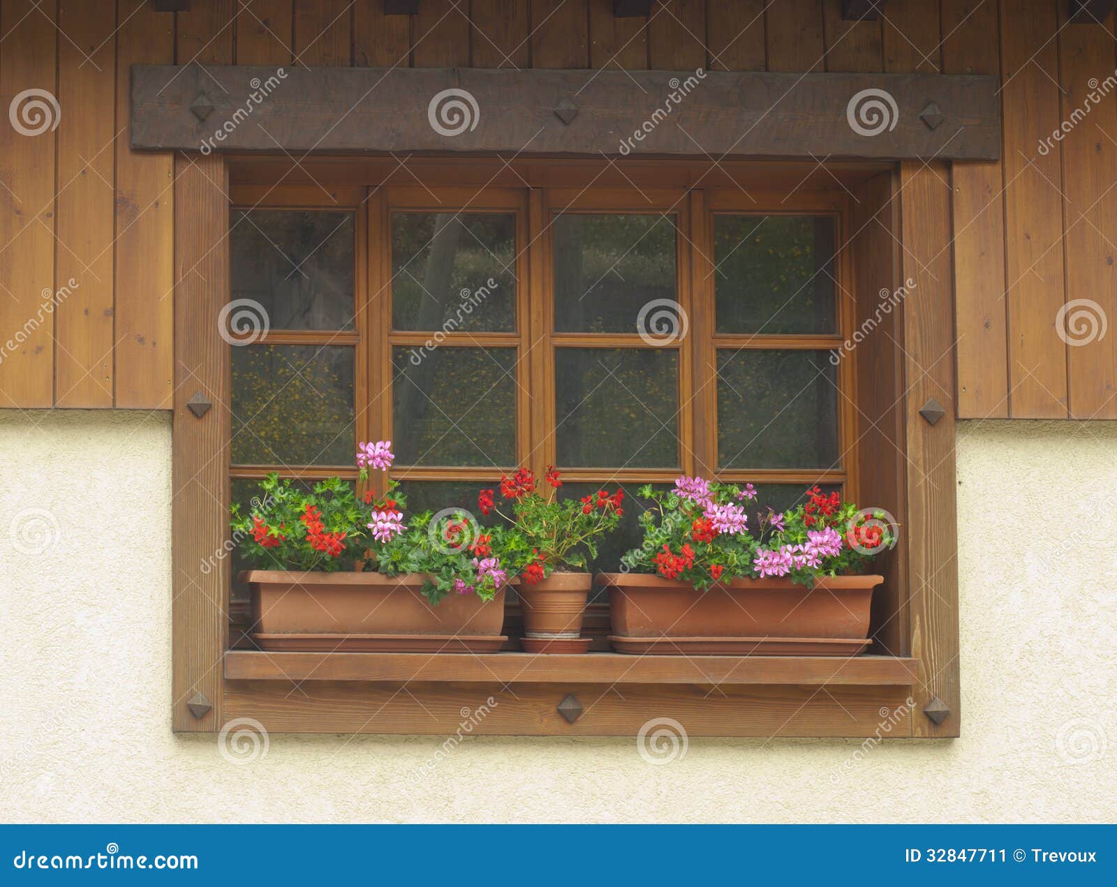 Window with Flower Boxex in France Stock Image - Image of planter ...