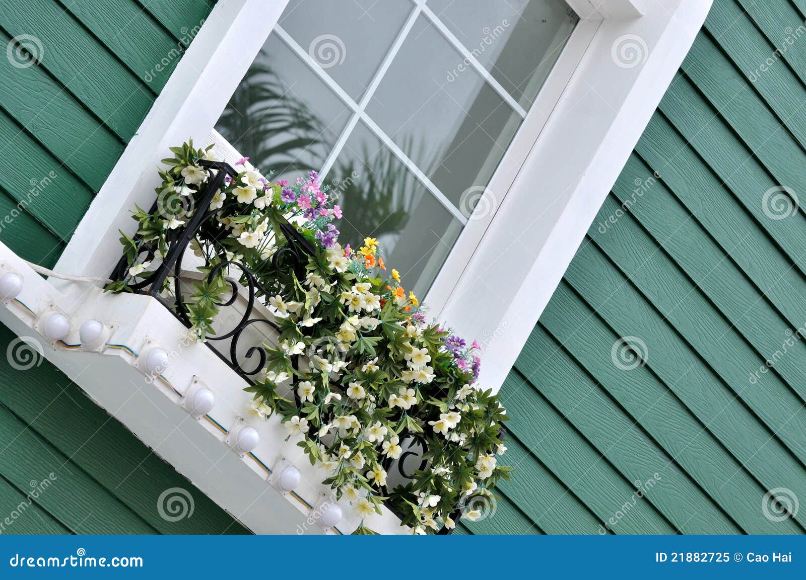Window with Flower of Colored Architecture Stock Image - Image of clean ...