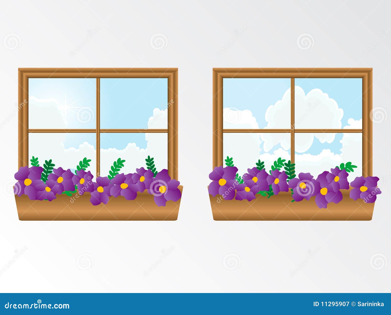 Window with flowers stock vector. Illustration of decor - 11295907