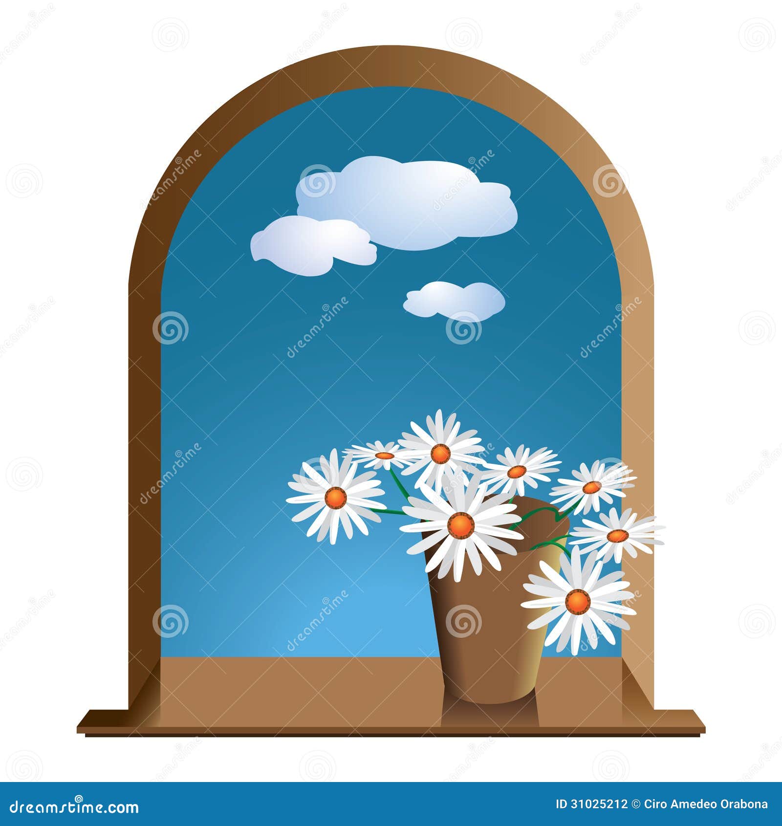 Window with flowers stock vector. Illustration of landscape - 31025212