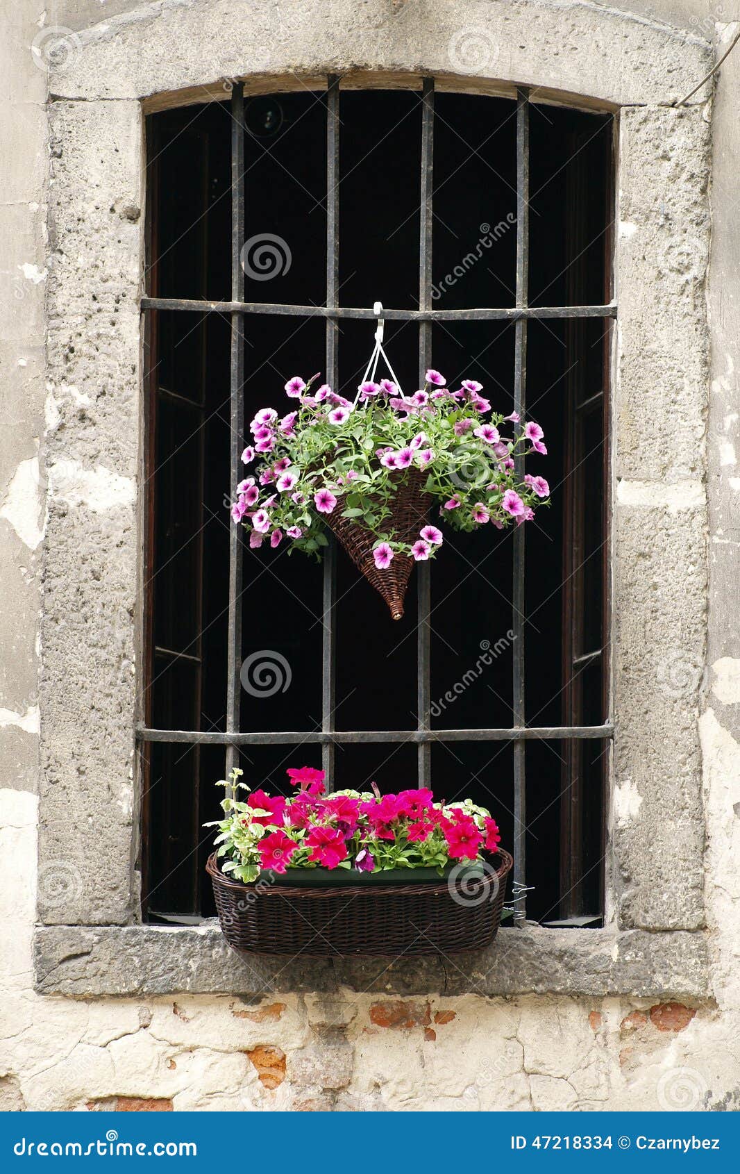 Window with flowers stock photo. Image of wall, bright - 47218334