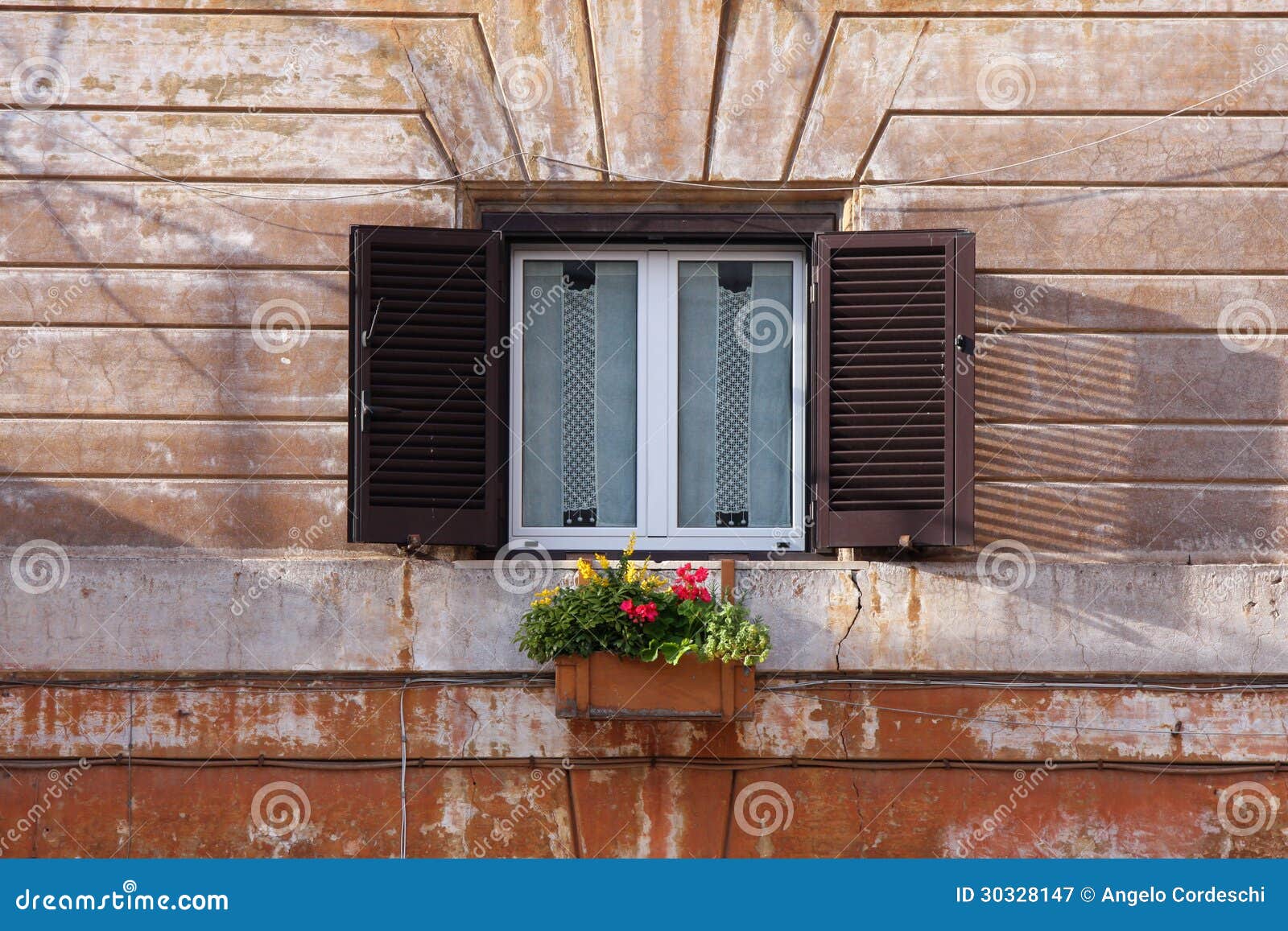 Window with Flowers in Rome, Italy Stock Image - Image of urban ...