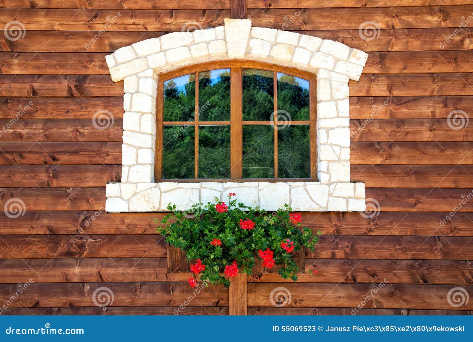 Window with flowers stock image. Image of wood, wall - 55069523