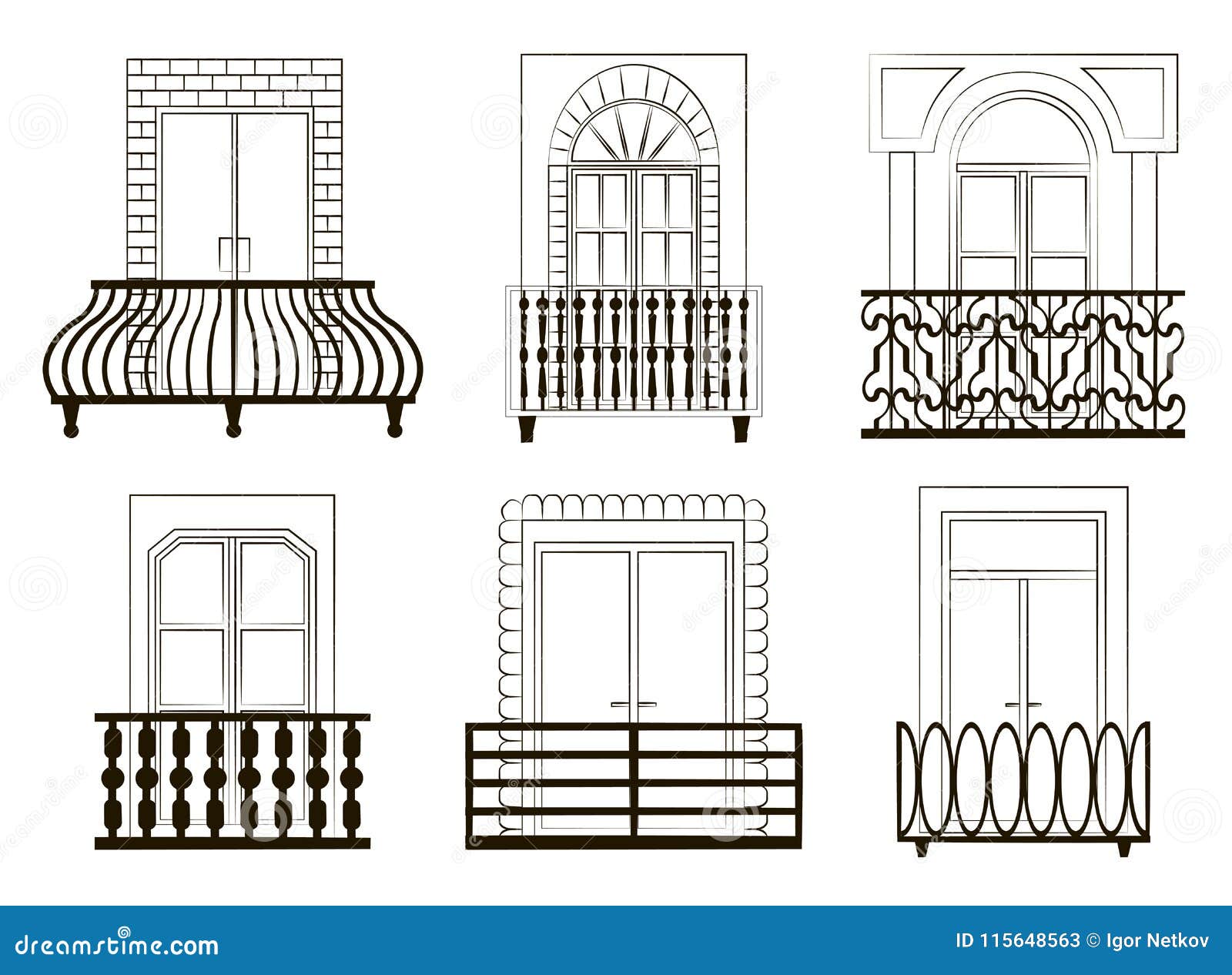 Window Forms Icons Set Balcony Stock Vector - Illustration of ...