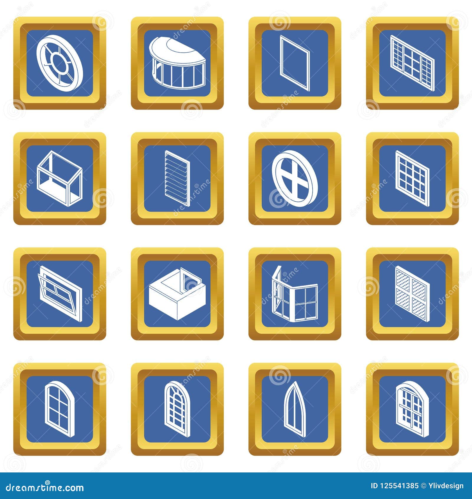 Window Forms Icons Set Blue Square Stock Illustration - Illustration of ...