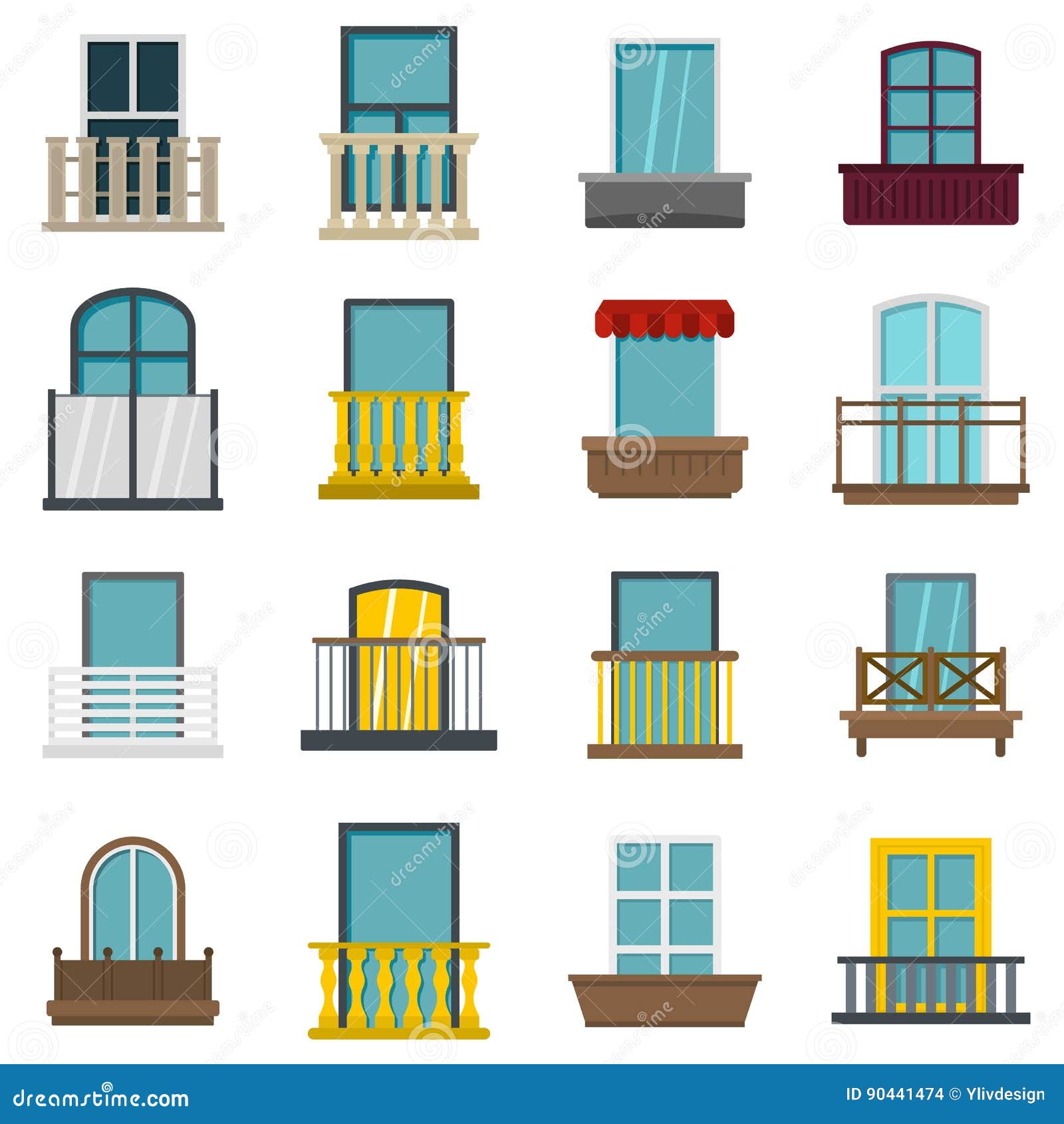 Window Forms Icons Set in Flat Style Stock Vector - Illustration of ...