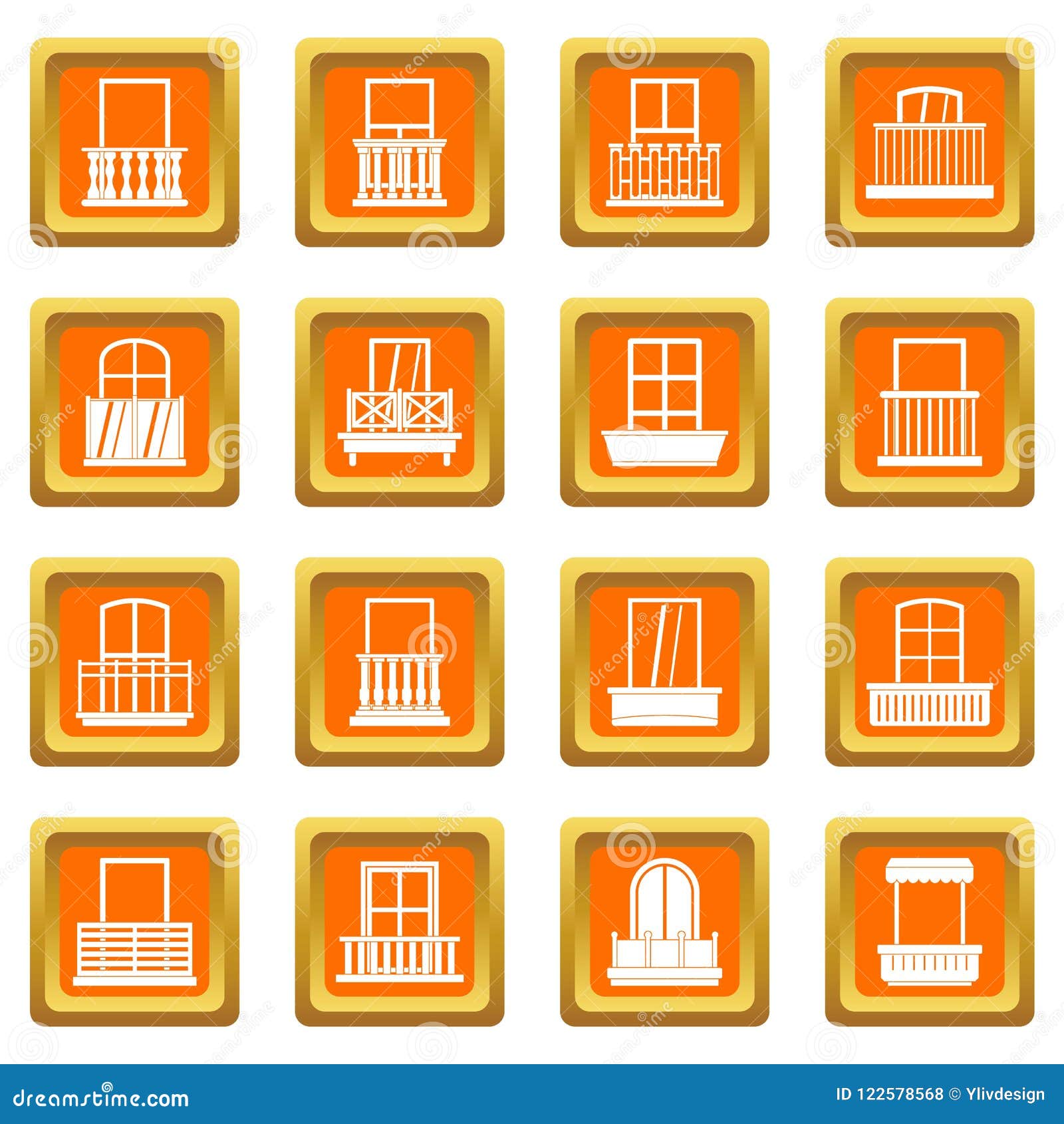 Window Forms Icons Set Orange Stock Vector - Illustration of element ...