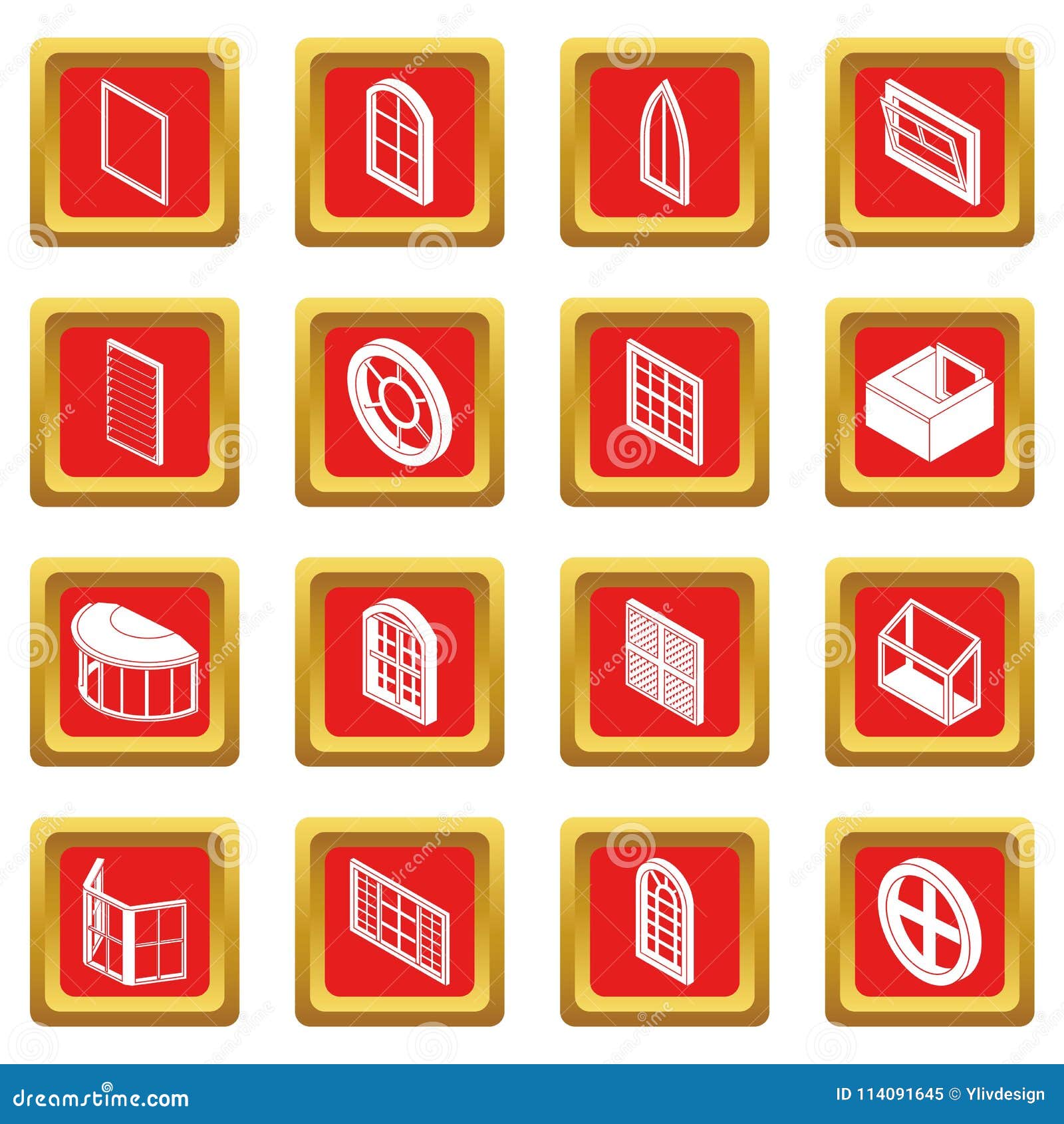 Window Forms Icons Set Red Square Vector Stock Vector - Illustration of ...