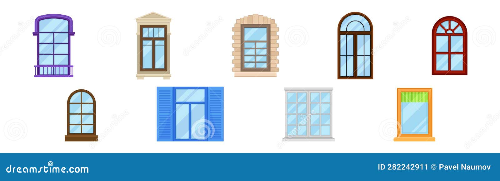 Window in Frame As Opening in Wall for Passage of Light Vector Set ...