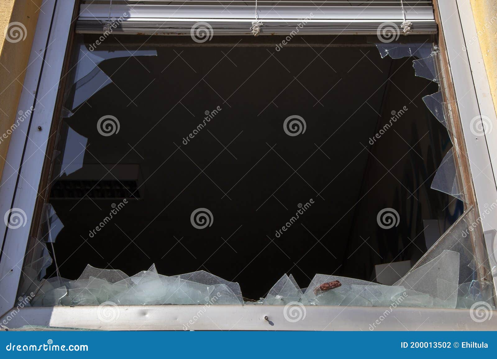 Window Frame with Broken Glass Stock Photo - Image of industrial, dark ...