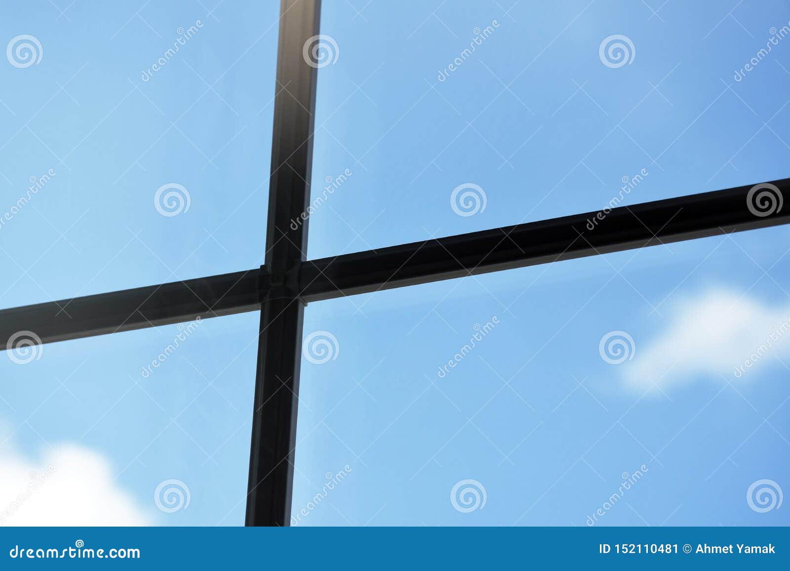Window Frame with Clear Sky Background Stock Image - Image of indoors ...