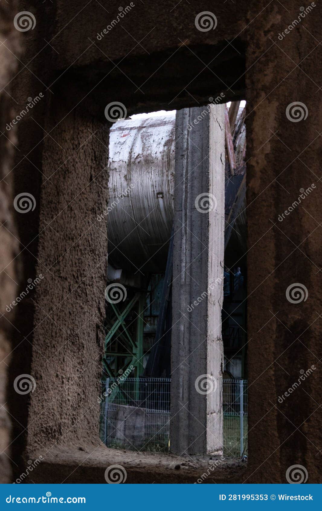 The Window Frame on the Concrete Structure of an Old Building with ...