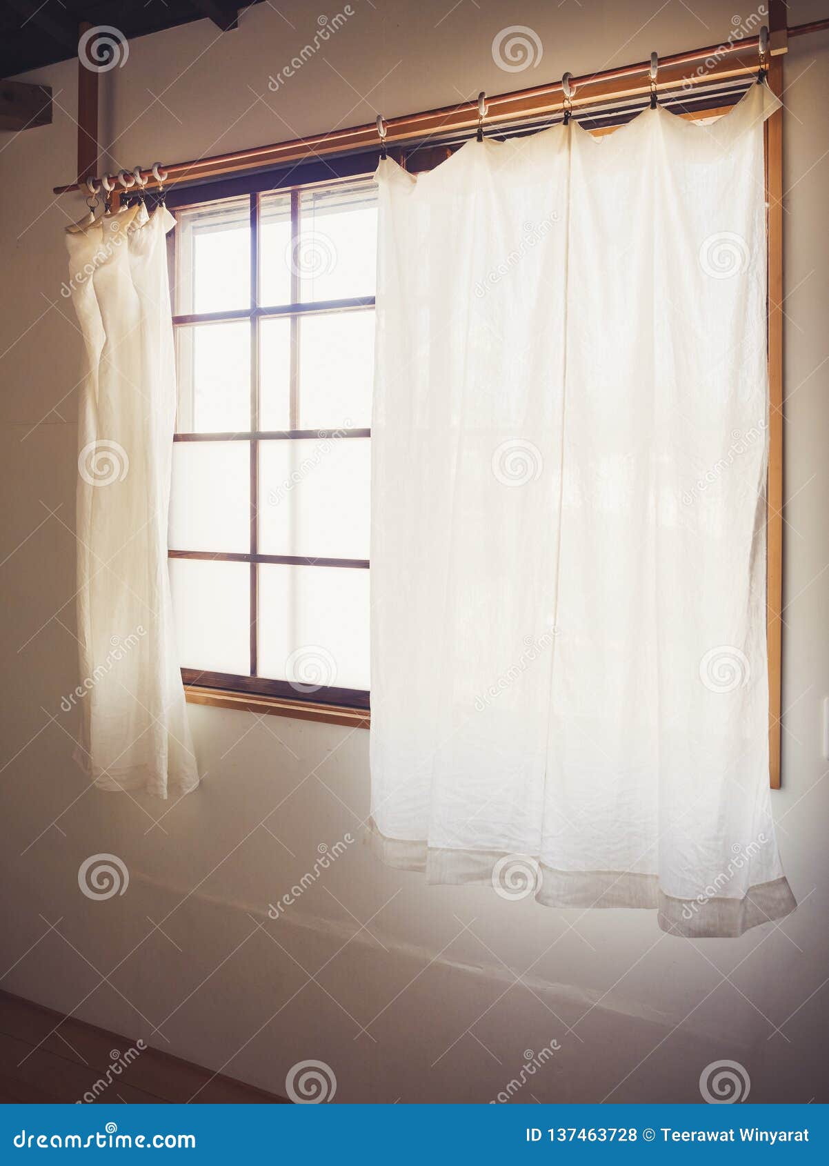 Window Frame with Curtain Room Interior Minimal Style Stock Photo ...