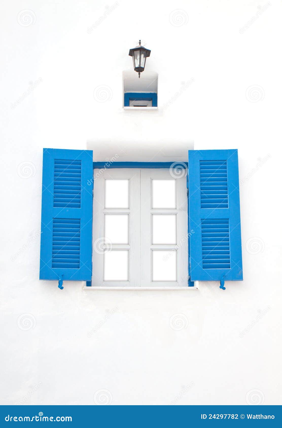 Window Frame in Greek Style on White Back Stock Photo - Image of ...