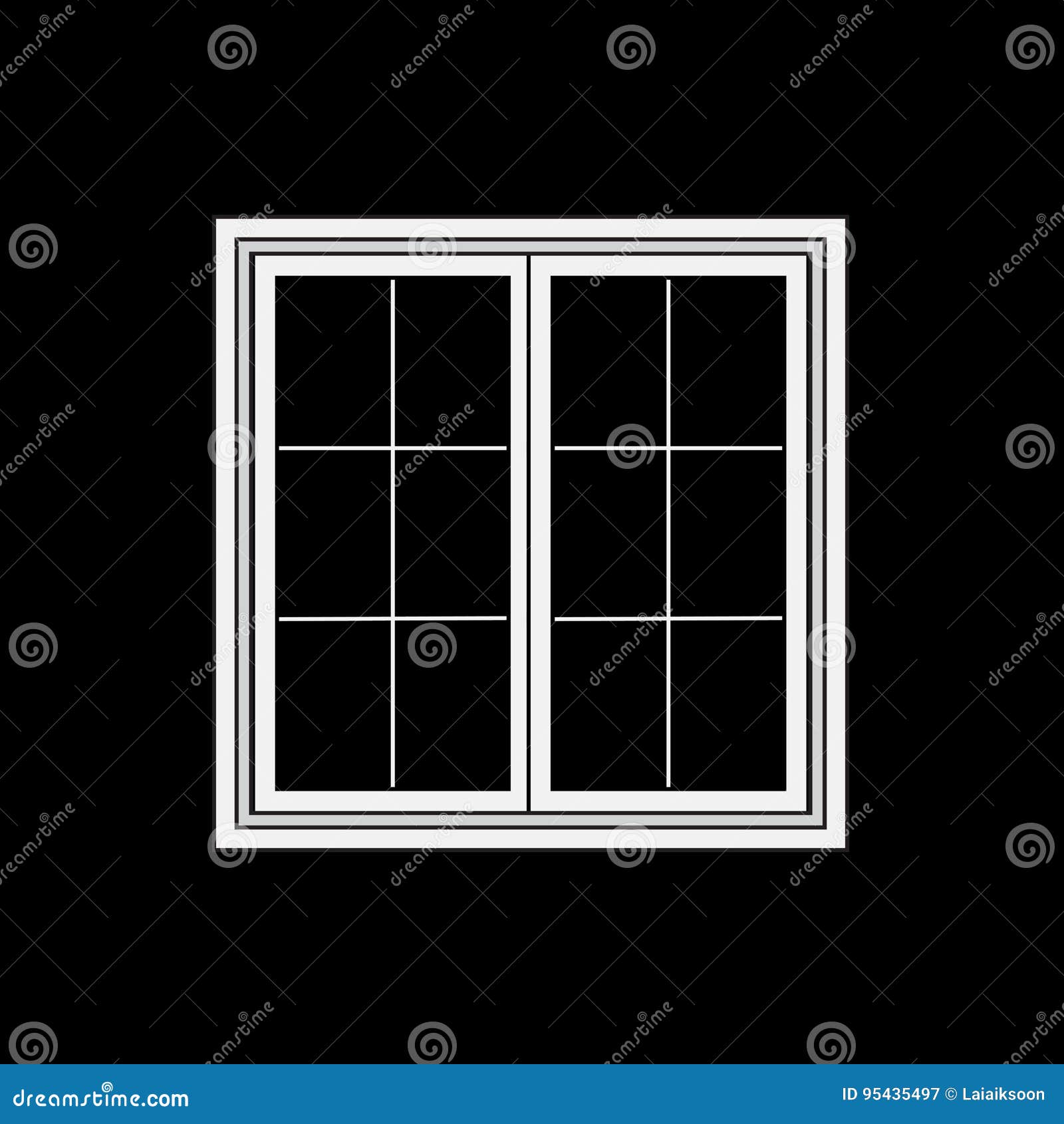 Window Frame Isolated on Black Background Stock Vector - Illustration ...