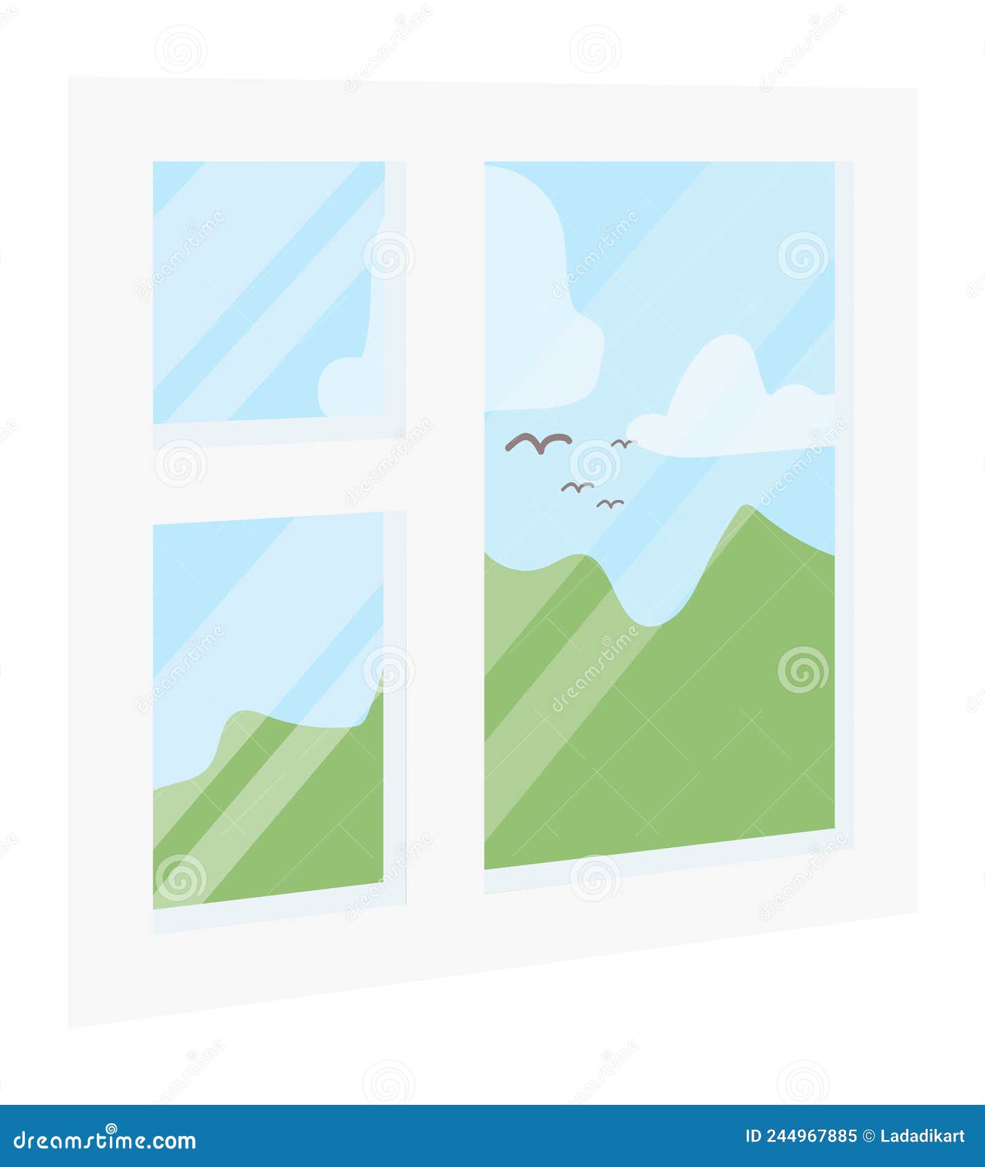 Window Frame with Outside Nature. Cartoon Interior View Stock Vector ...