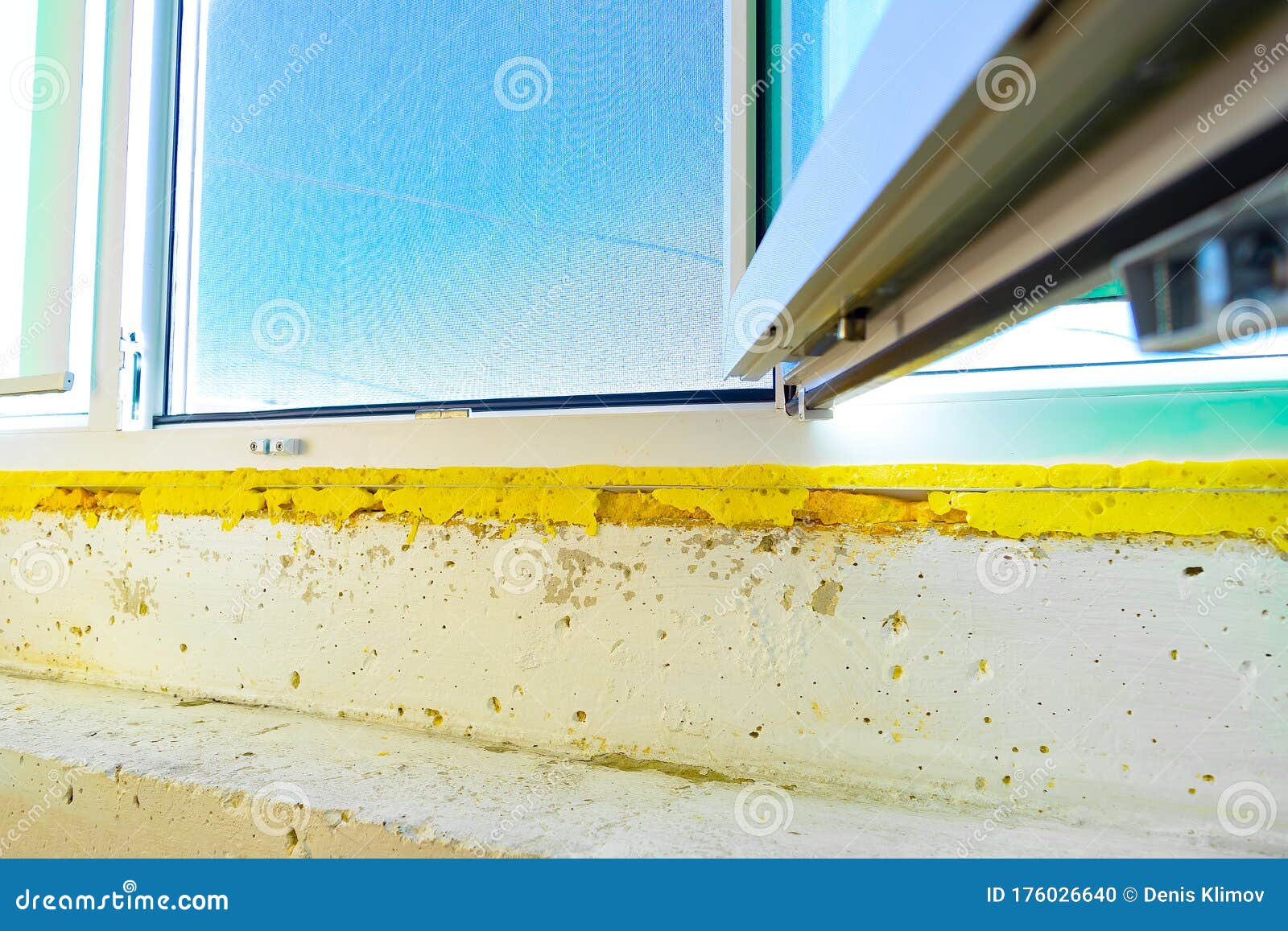 Window Frame Seam Construction Foam.unfinished Construction Finishing ...