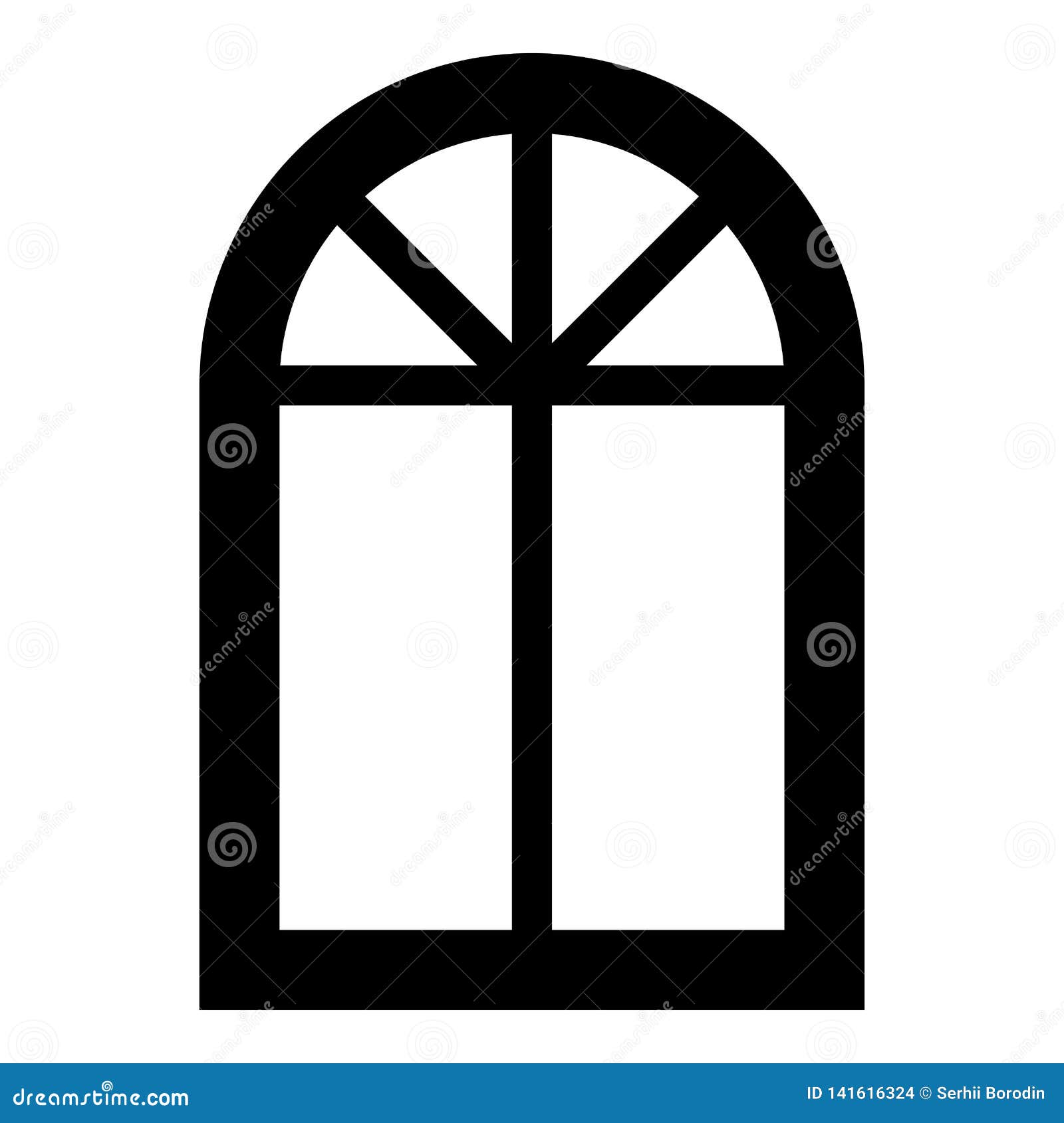 Window Frame Semi-round at the Top Arch Window Icon Black Color Vector ...