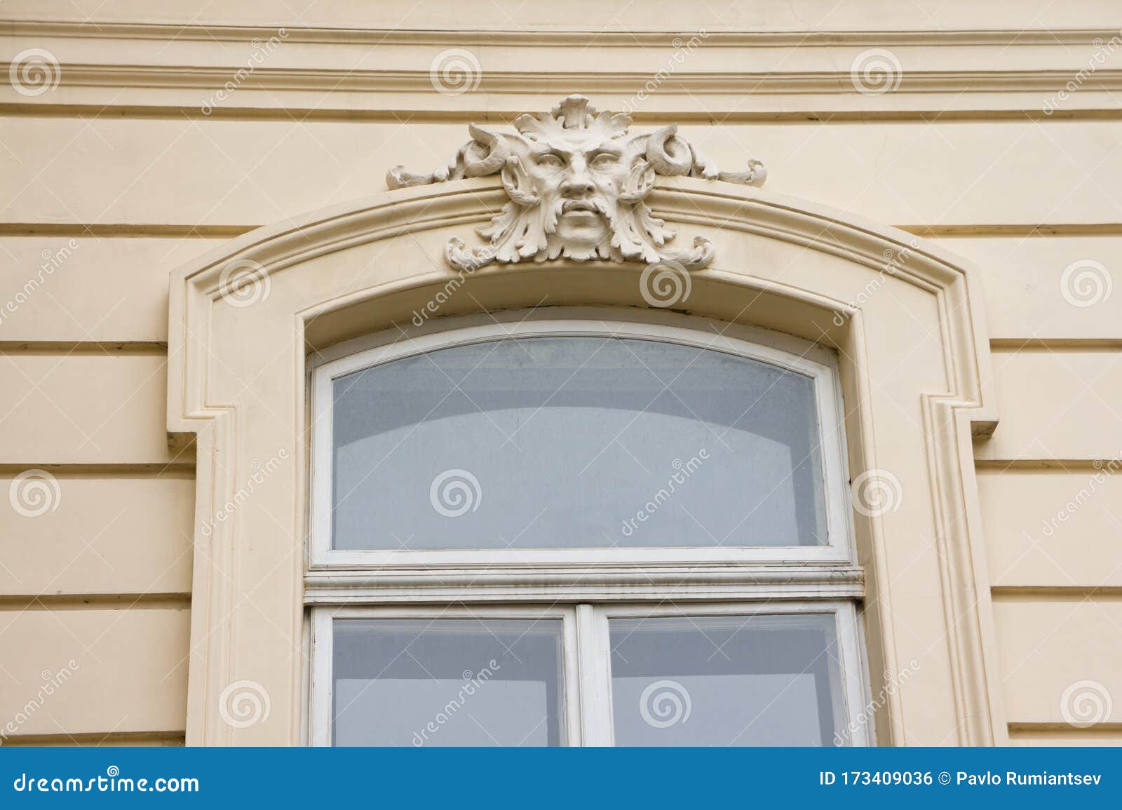 Window Frame with Stucco Sculpture Over the Window. Background for ...