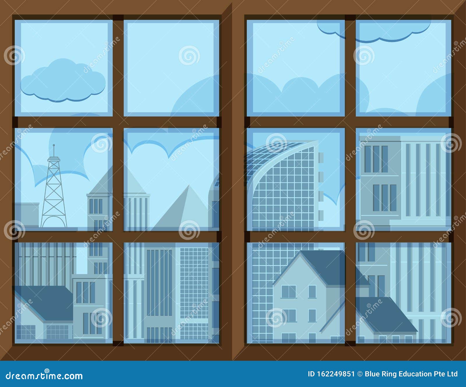 Window Frame Template with Outside View Stock Illustration ...