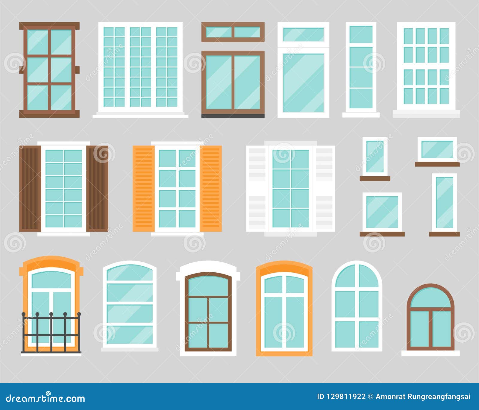 Window and Frame in Various Design, Flat Design Stock Vector ...
