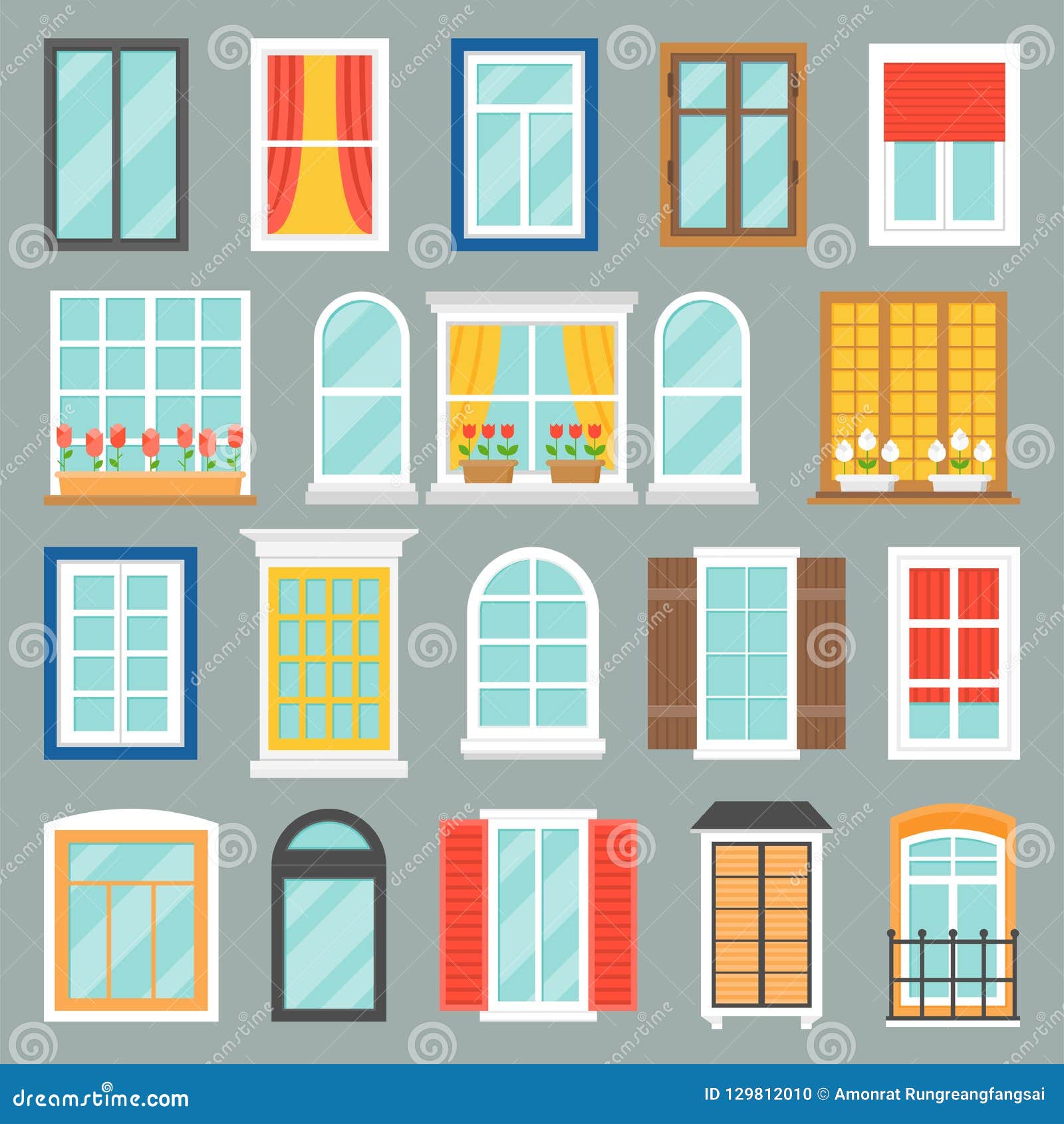 Window and Frame in Various Design, Flat Design Stock Vector ...