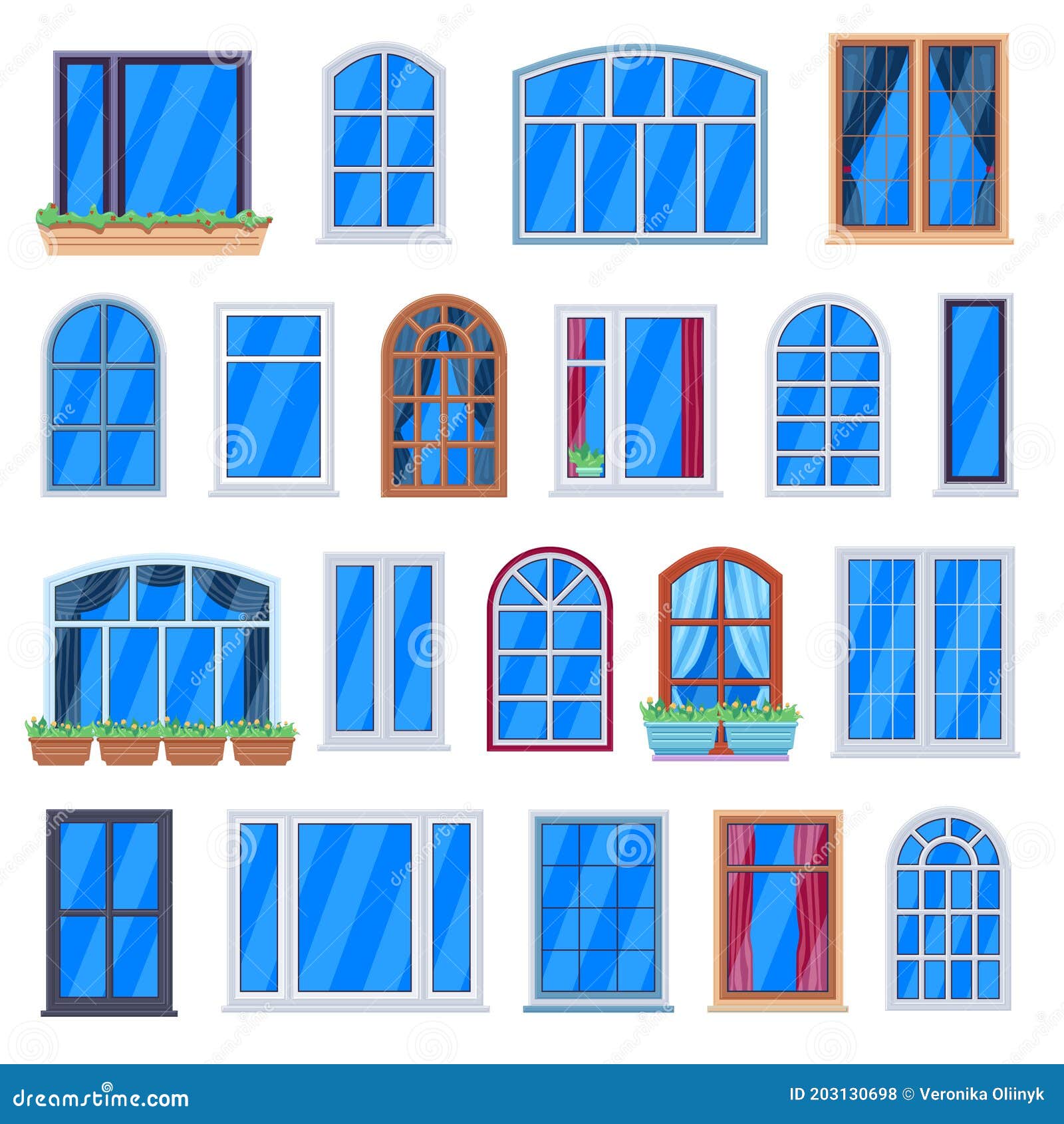 Window Frames. Wooden House Windows, Retro Room Window Frames, House ...