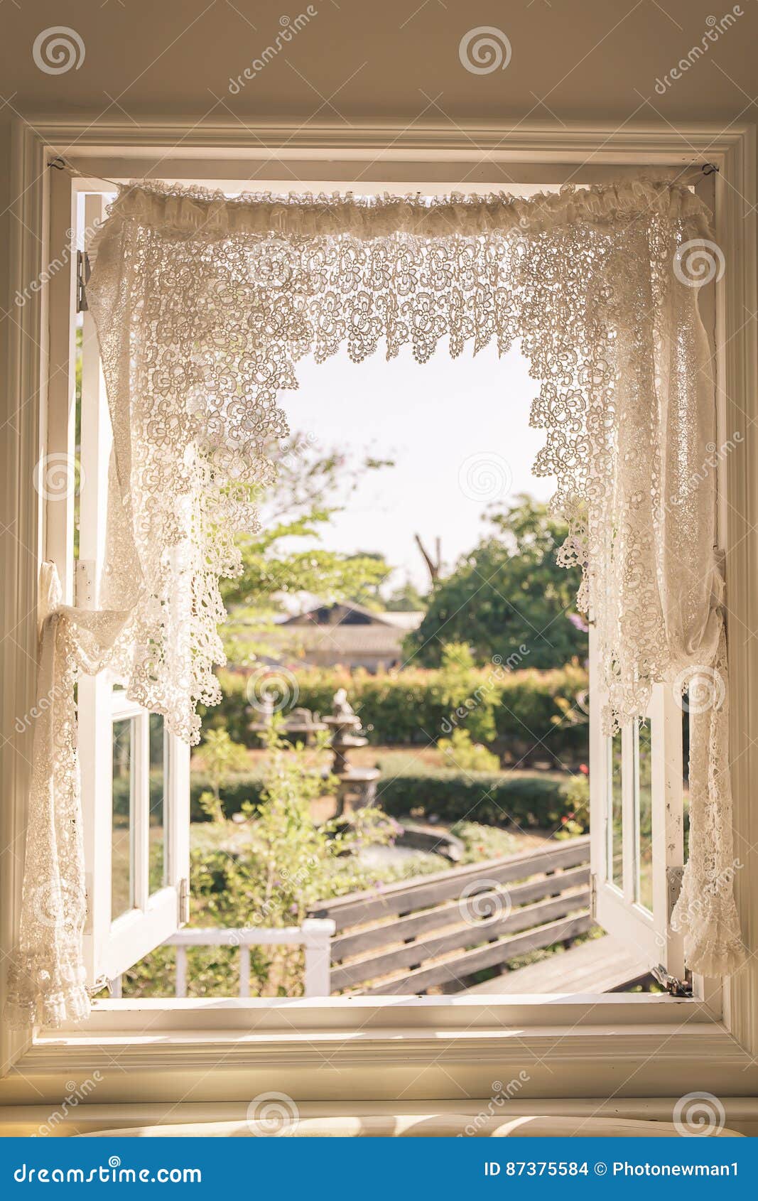 Window with a garden stock photo. Image of back, house - 87375584