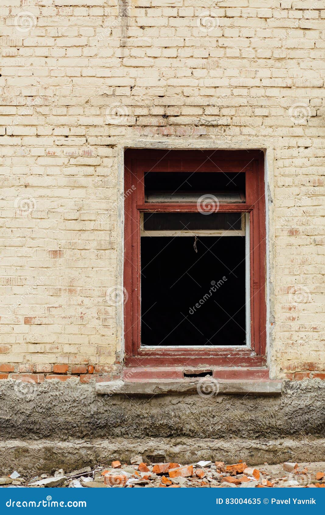 Window without Glass in an Abandoned Brick Building Stock Image - Image ...