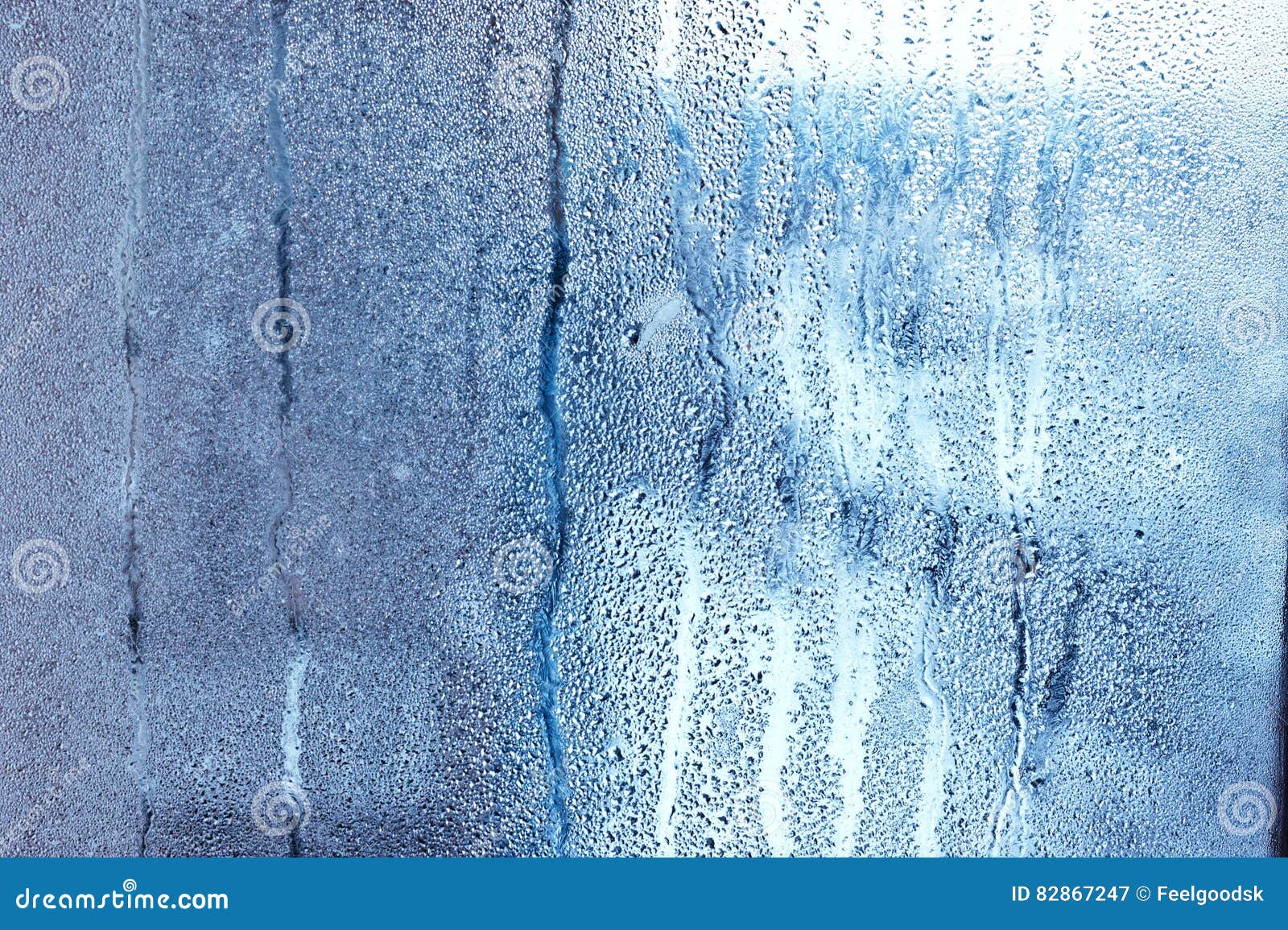 Window Glass In The Condensate In The Cold Currents Of The Water Drops ...