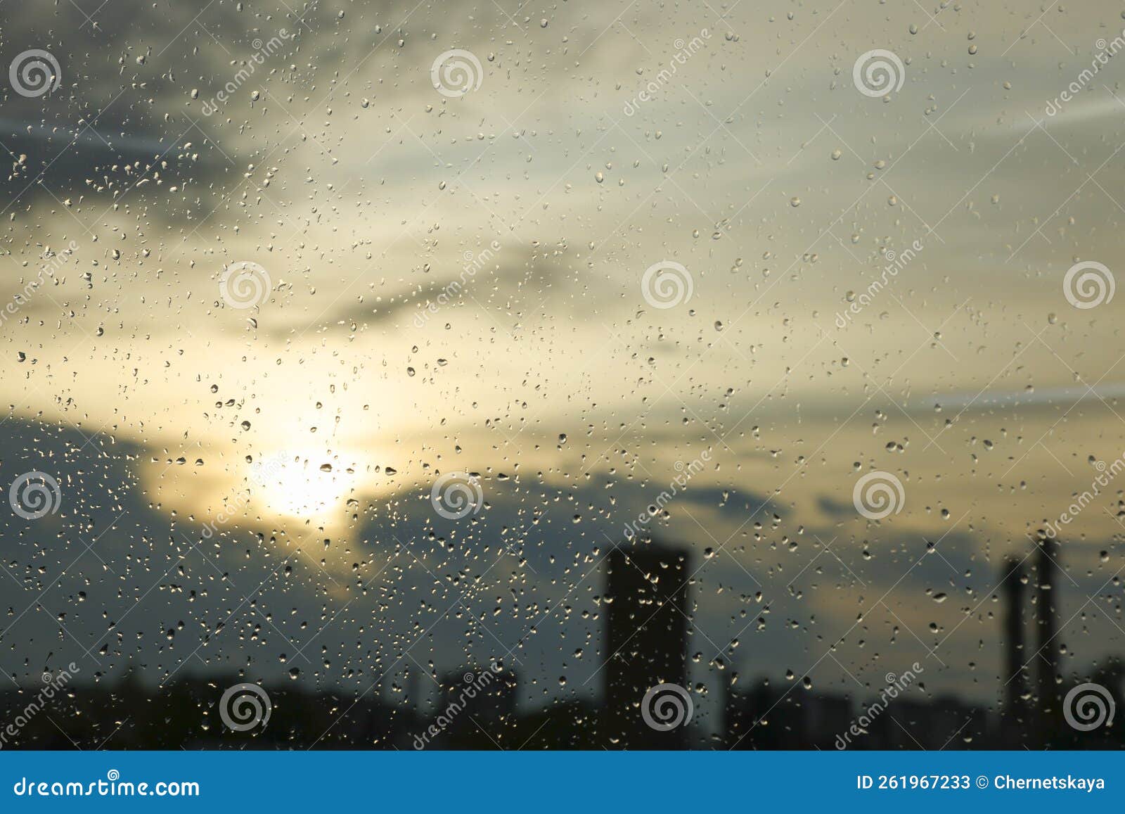 Window Glass with Droplets on Rainy Day, Closeup Stock Image - Image of ...