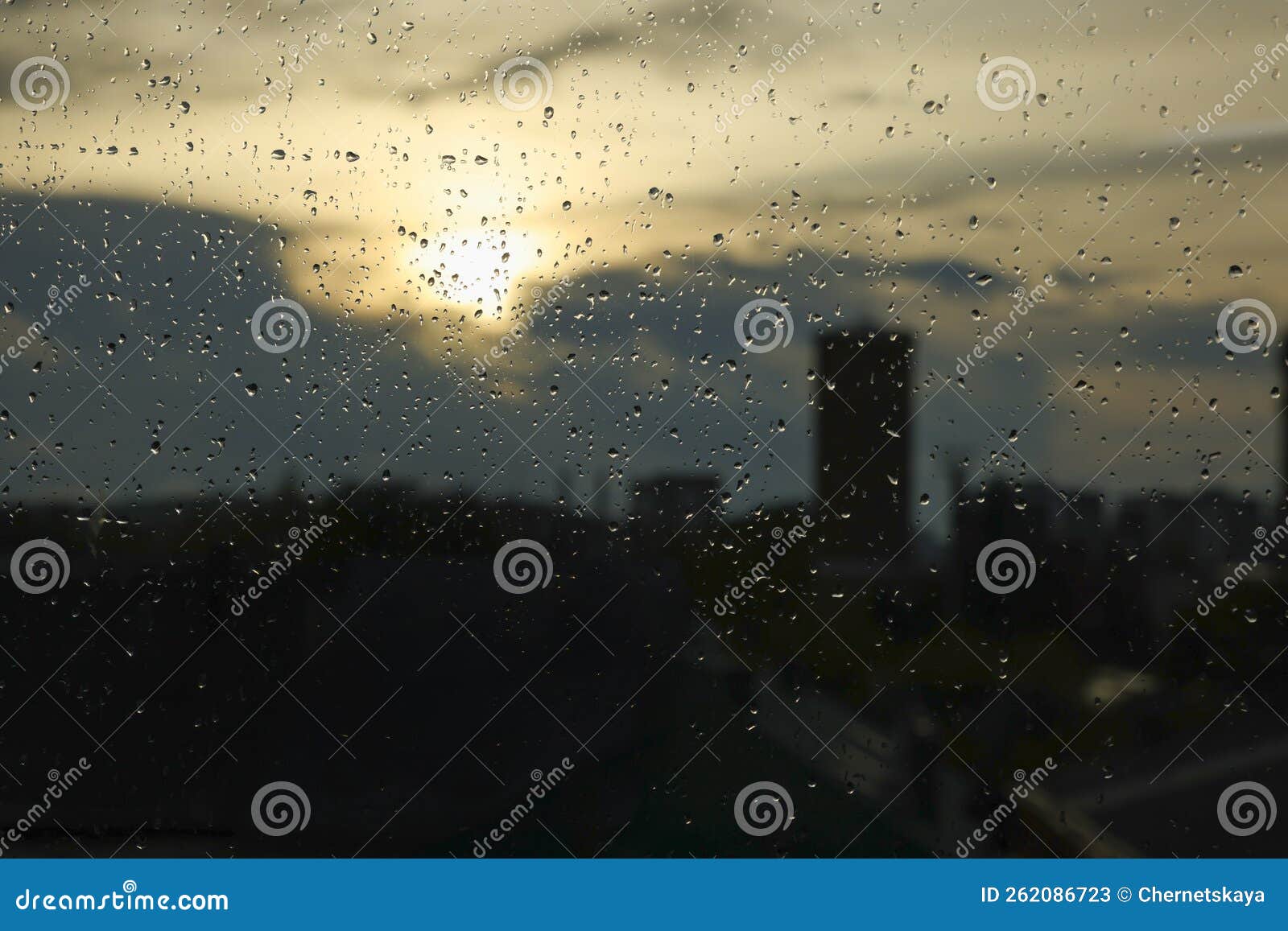 Window Glass with Droplets on Rainy Day, Closeup Stock Image - Image of ...