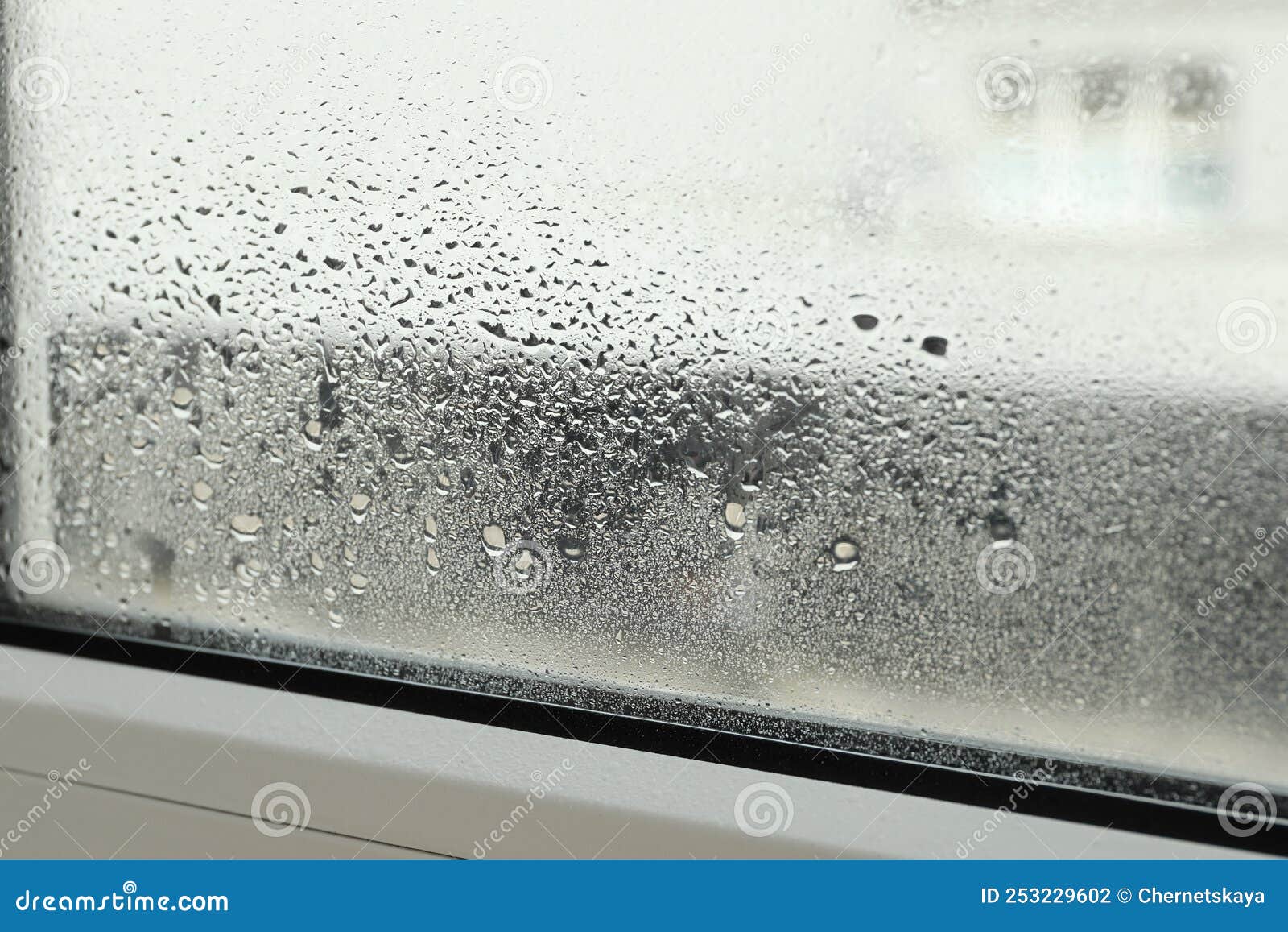 Window Glass with Drops of Condensate Indoors, Closeup Stock Photo ...