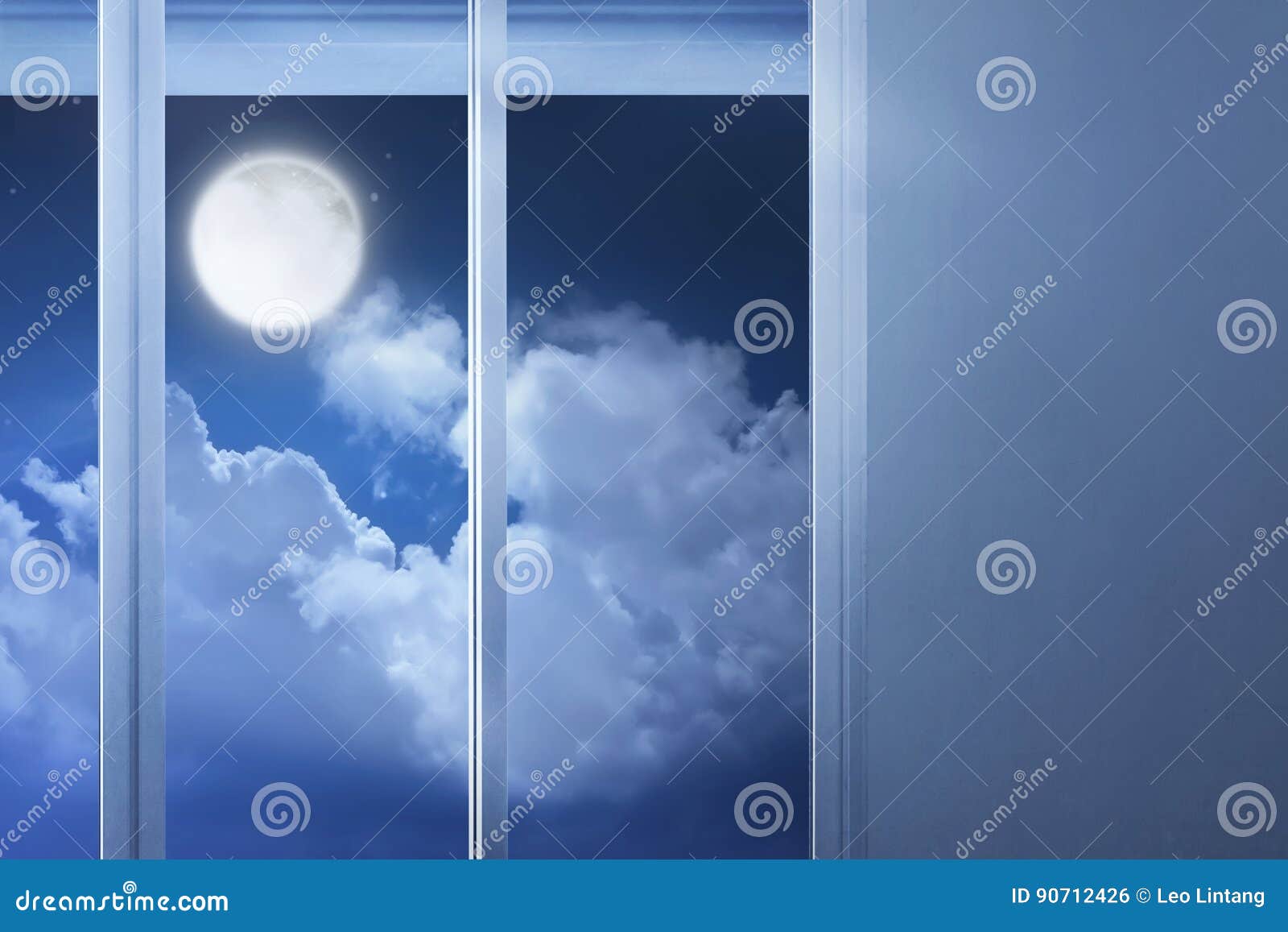Window Glass in the Empty Room with Moonlight Stock Photo - Image of ...