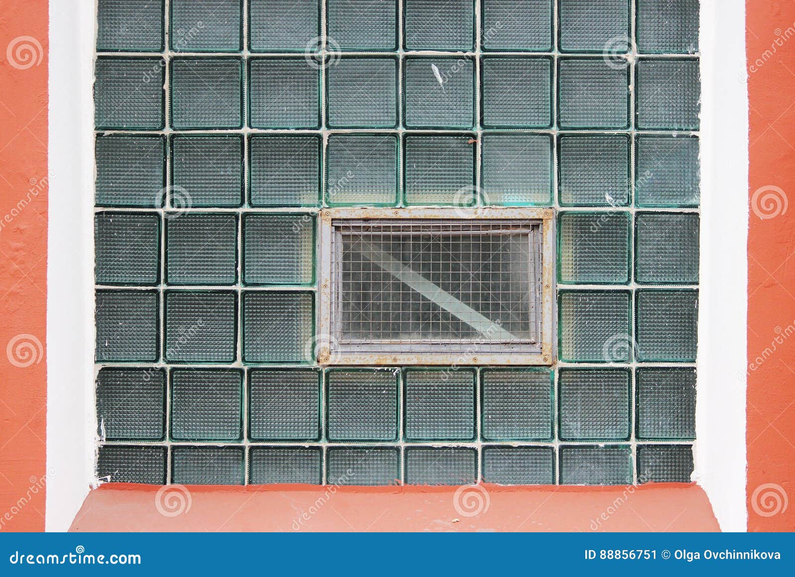 A Window in a Glass Wall Made of Thick-walled Batch Cells Stock Image ...