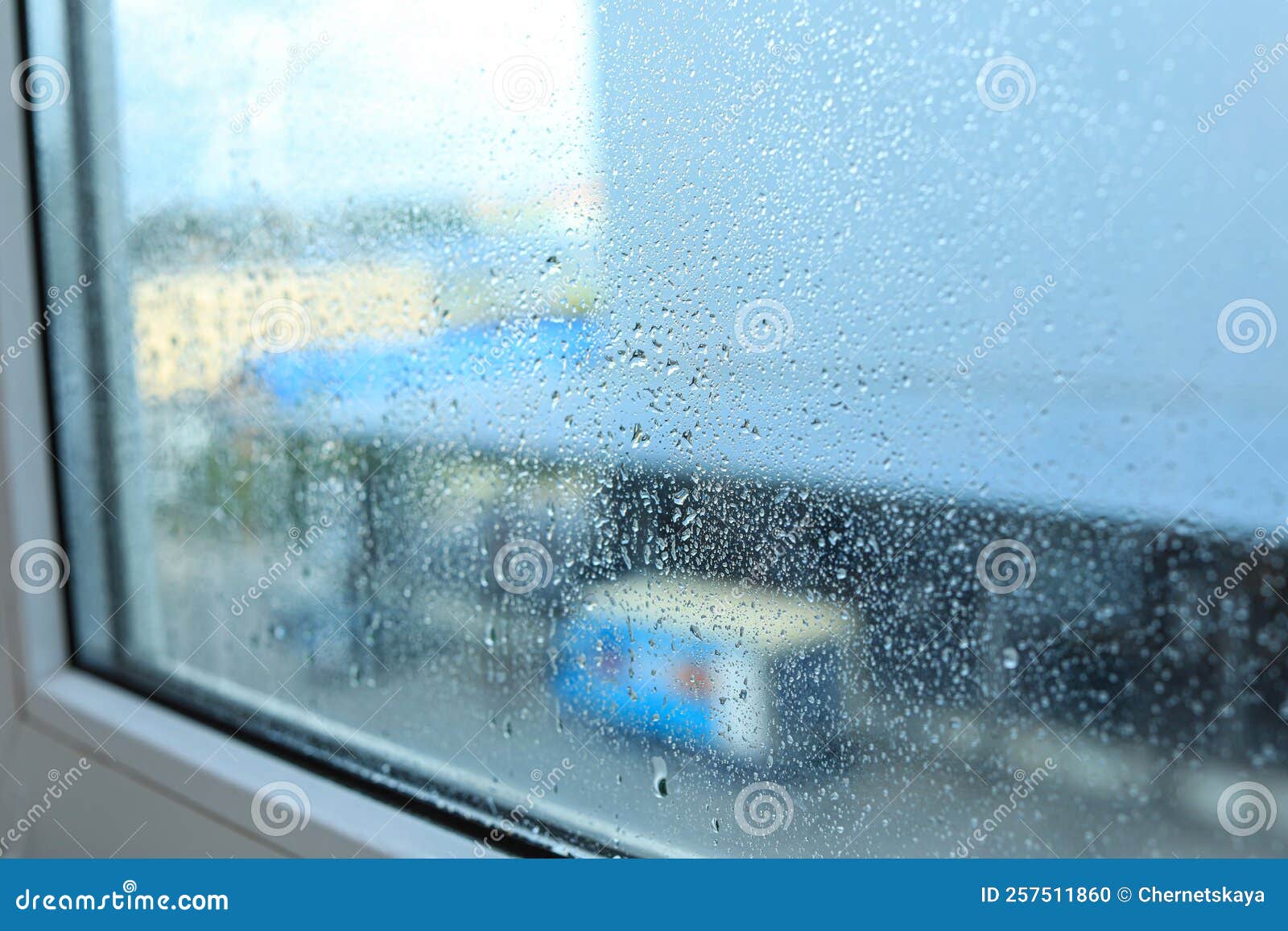 Window Glass with Water Drops, Closeup. Condensation Stock Photo ...