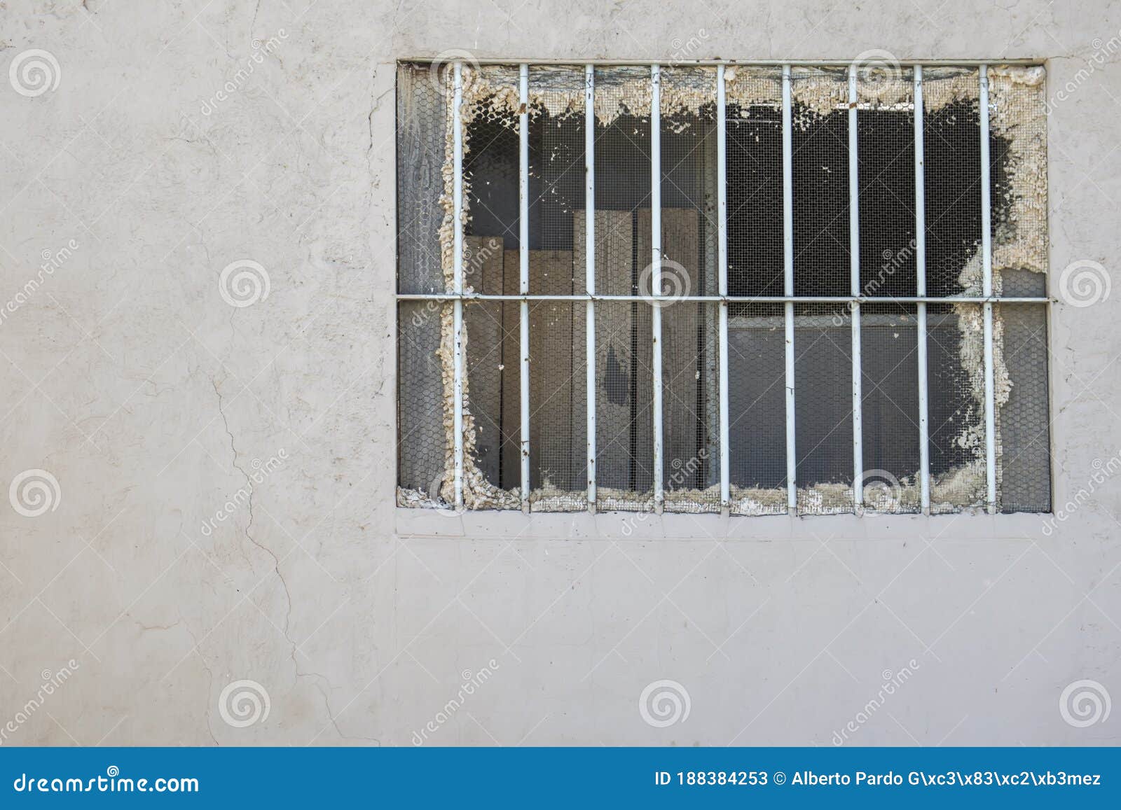 Window with Grating of an Industrial Warehouse Stock Image - Image of ...