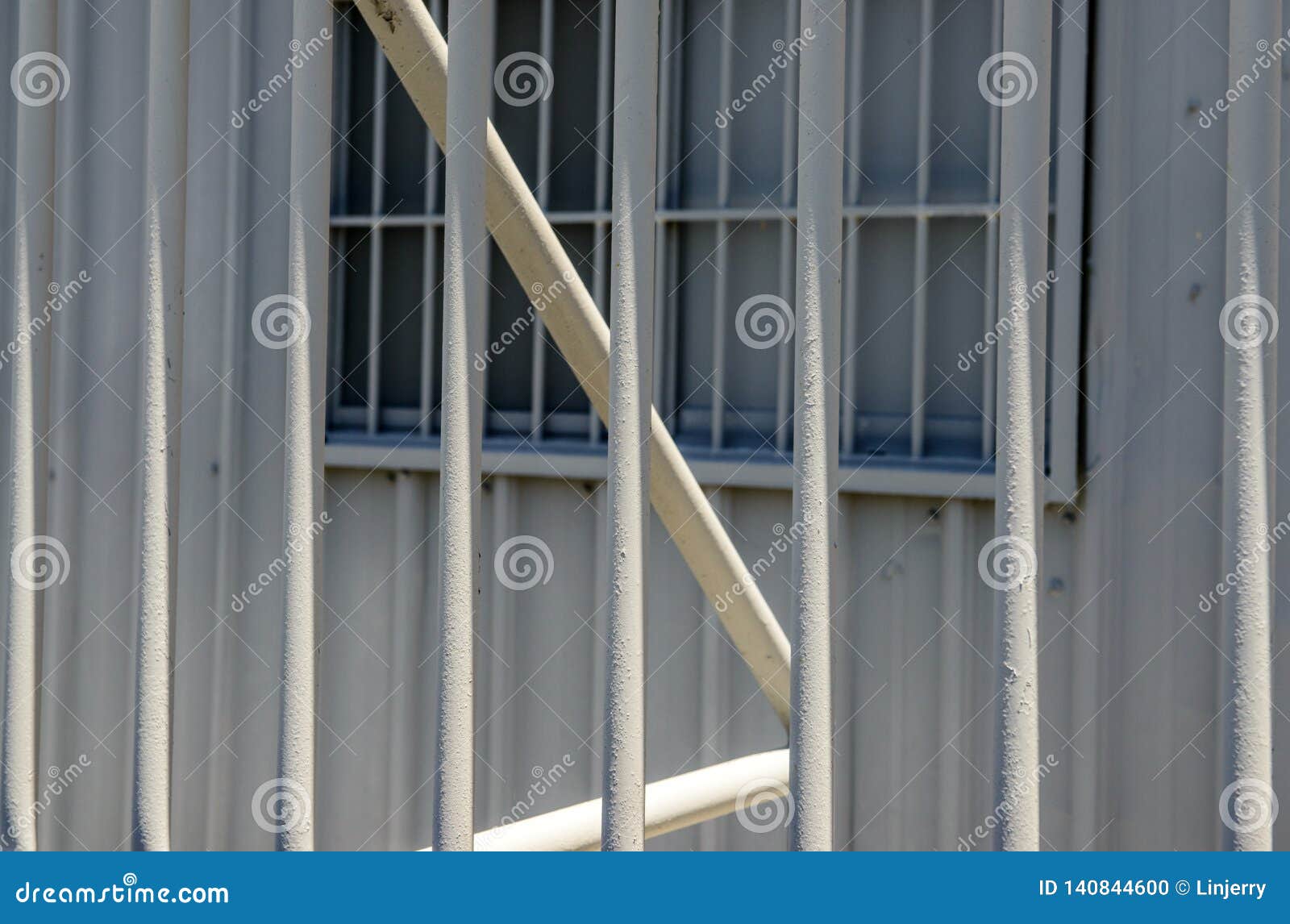Window with Gray Frames and White Iron Bars Stock Photo - Image of ...
