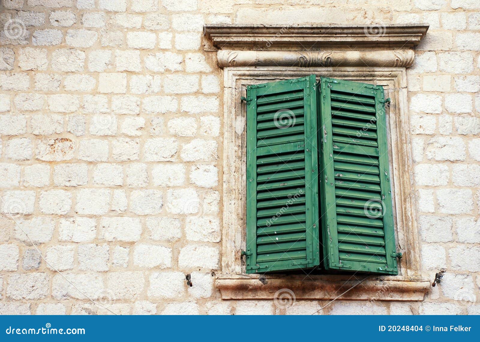 Window with Green Shutters in Old Wall (Italia) Stock Photo - Image of ...