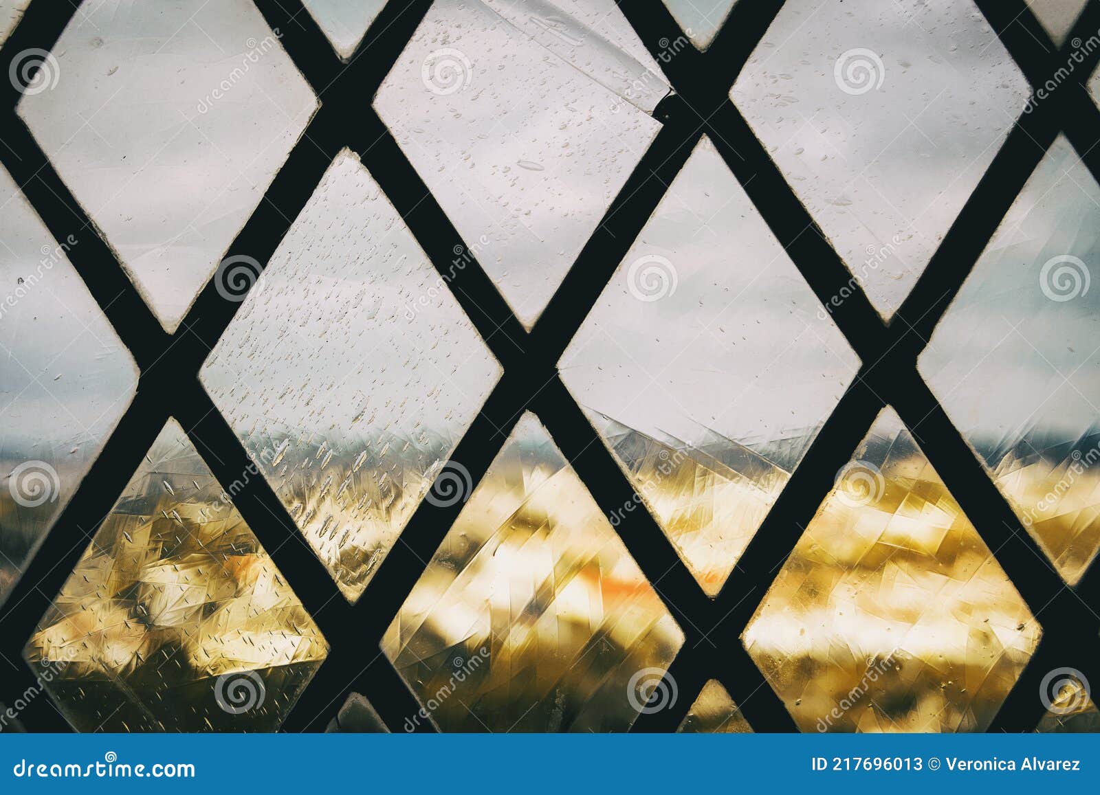 Window with a Grille with a Wrought Iron Pattern Stock Image - Image of ...