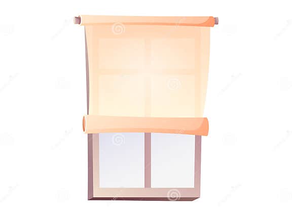Window Half Closed with Blinds. Vector Isolated Cartoon Illustration ...