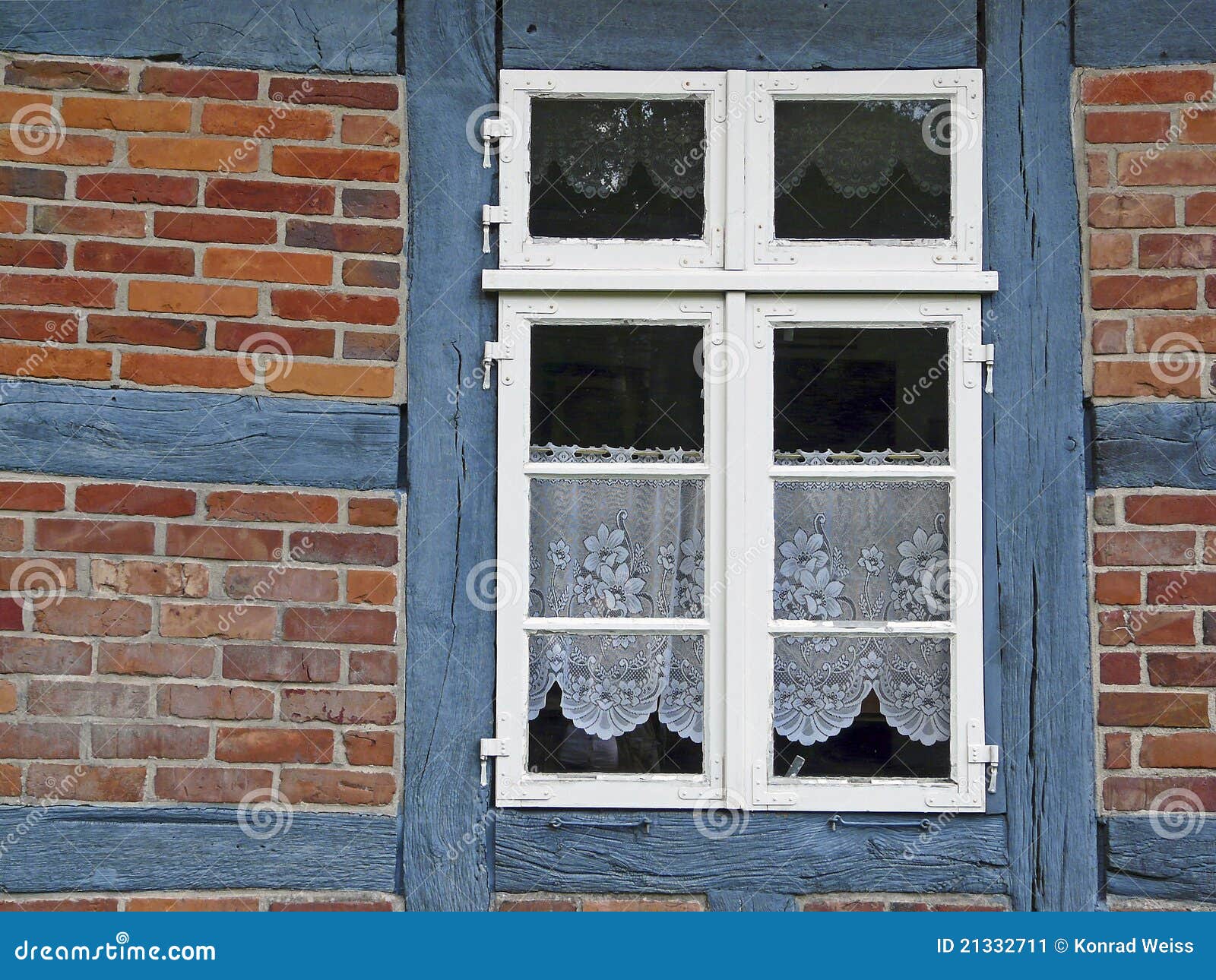 Window of a Half-timbered House in North Germany Stock Image - Image of ...