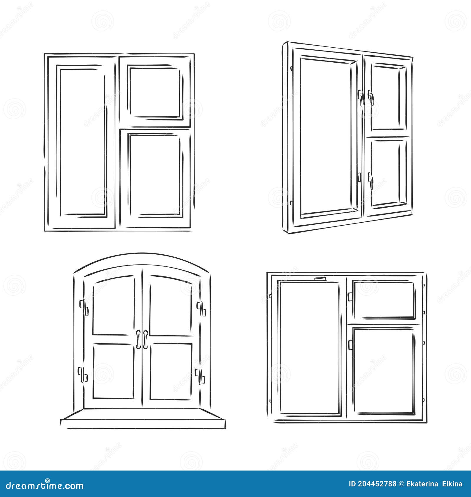 Window. Hand Drawn Sketch Illustration. Window Vector Sketch ...