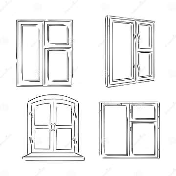 Window. Hand Drawn Sketch Illustration. Window Vector Sketch ...