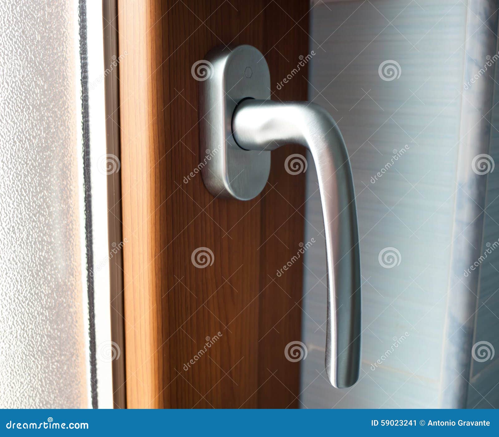 Window Handle with Faux Wood Frame Stock Image - Image of building ...