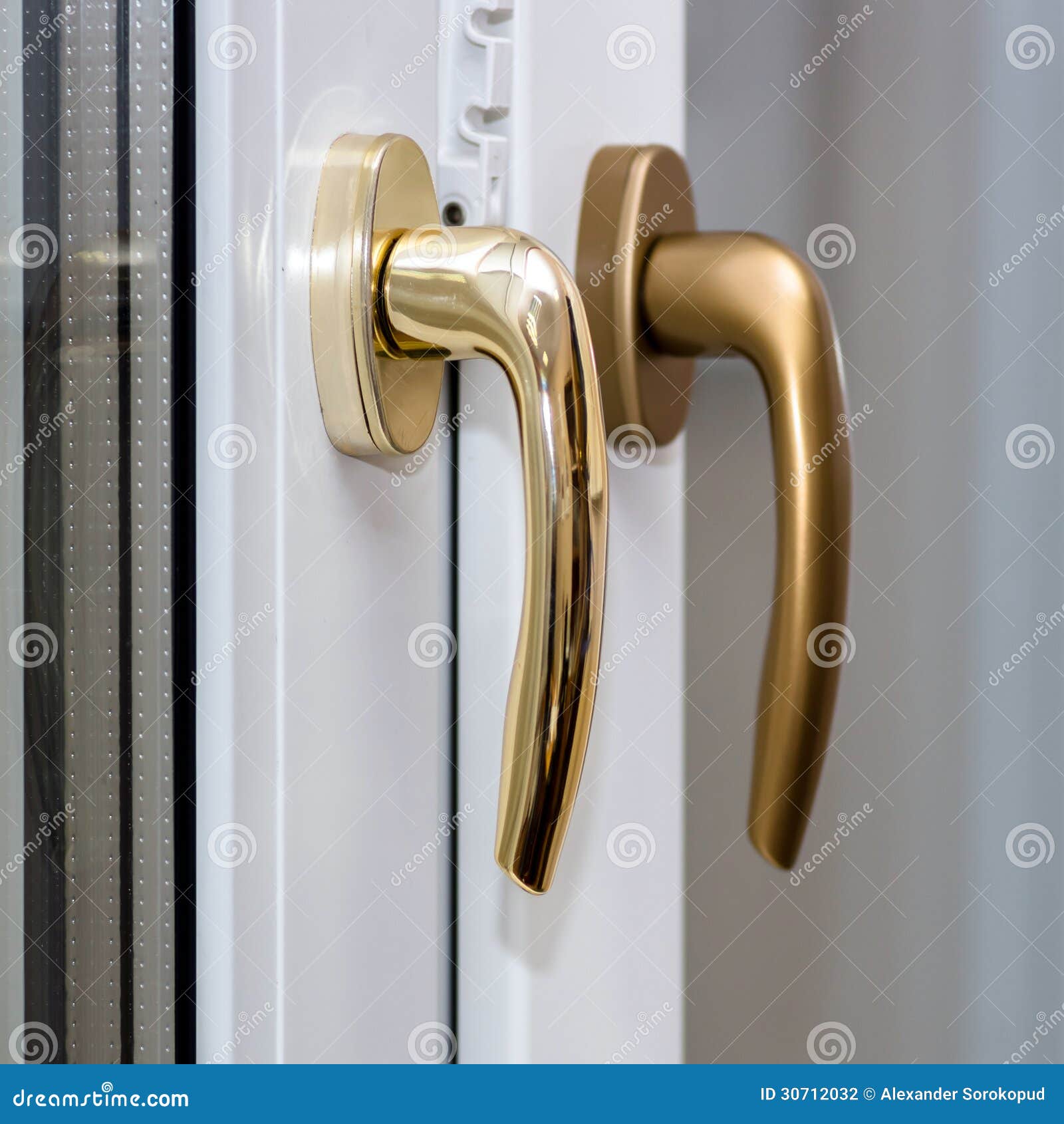 Window Handles on Plastic Window Stock Photo - Image of profile, bronze ...