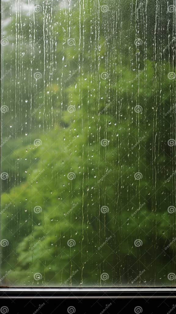 A Window that Has Rain Falling Down on it Stock Photo - Image of ...