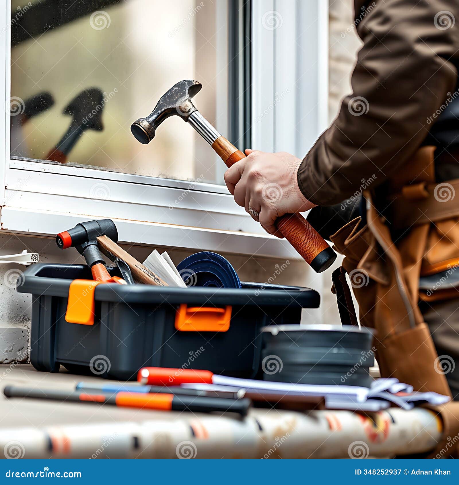 A Window Hinge Being Replaced with a Screwdriver with a Focused Shot of ...