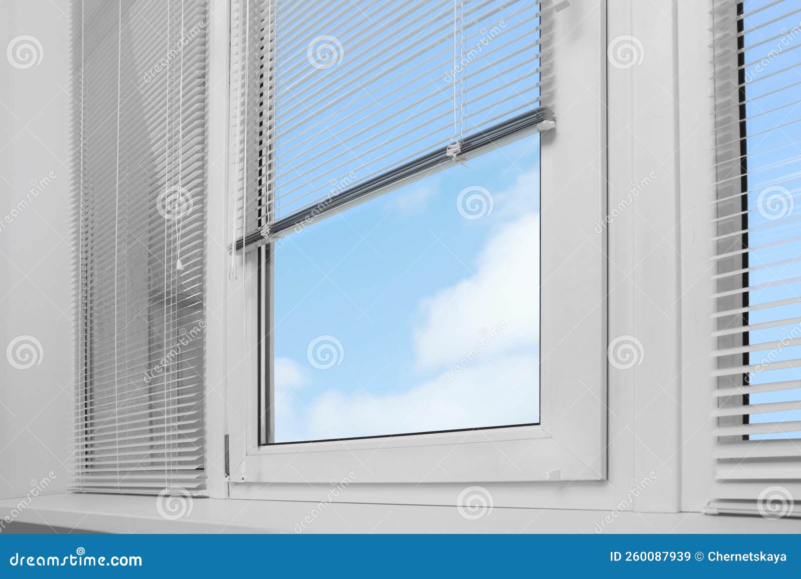 Window with Horizontal Blinds Indoors, Low Angle View Stock Image ...